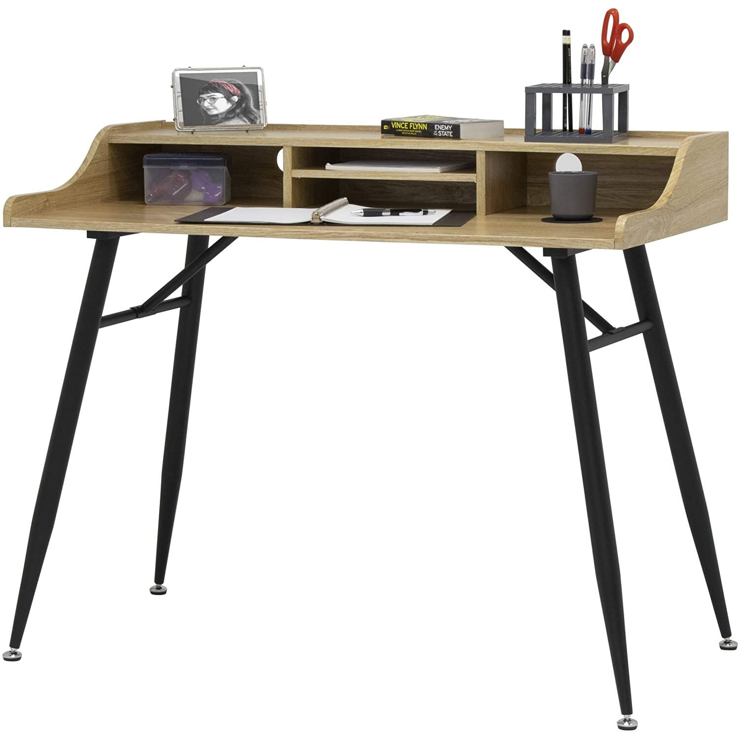 Woodford 42" Wide Modern Secretary Writing Desk with Storage Hutch for ...