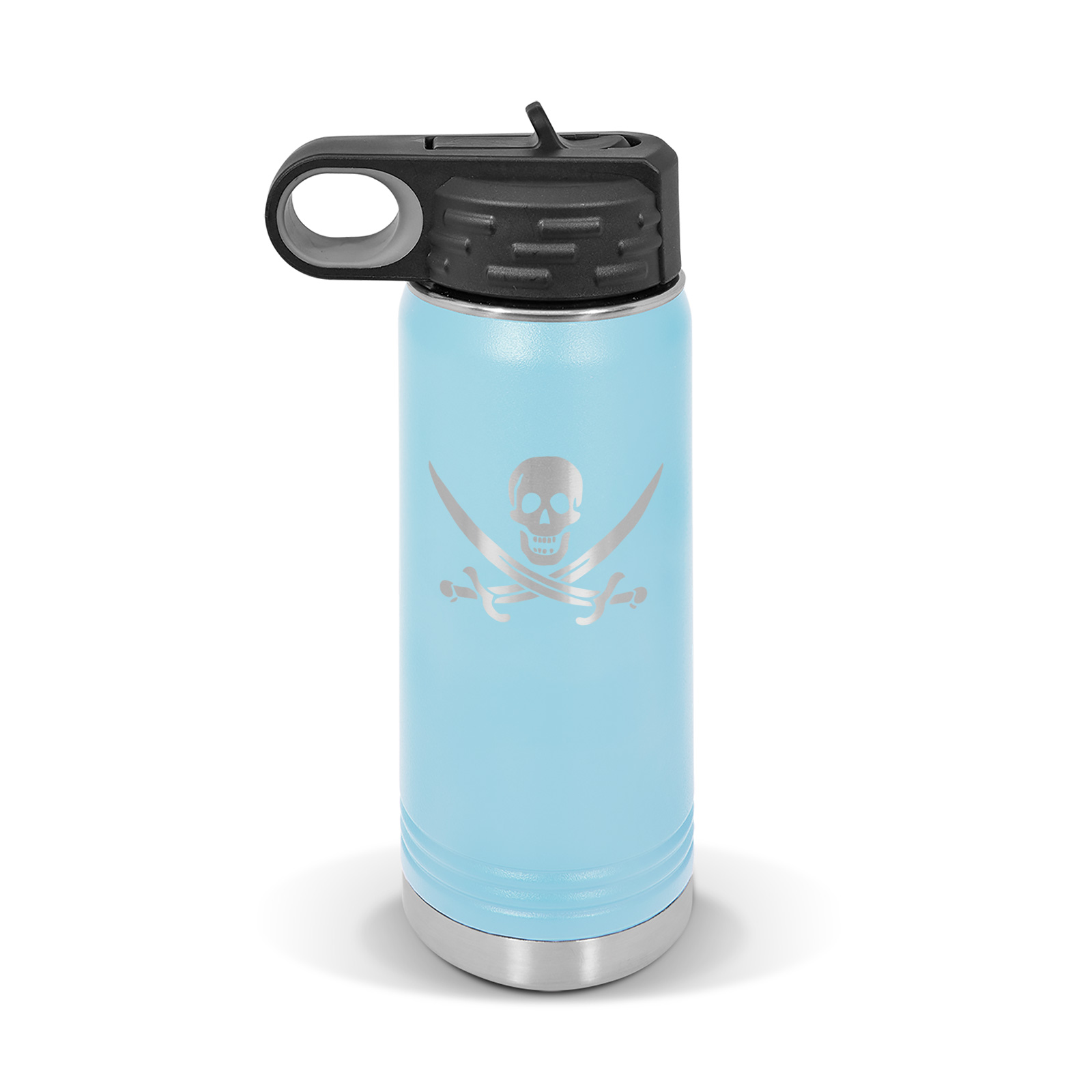 Calico Jack Water Bottle 20 oz - Laser Engraved w/ Flip Top Removable ...
