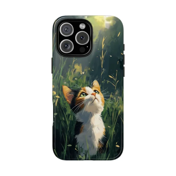 Calico Kitty Cat in Grass Field Phone Case for iPhone 17 11 12 13 14 15 ...