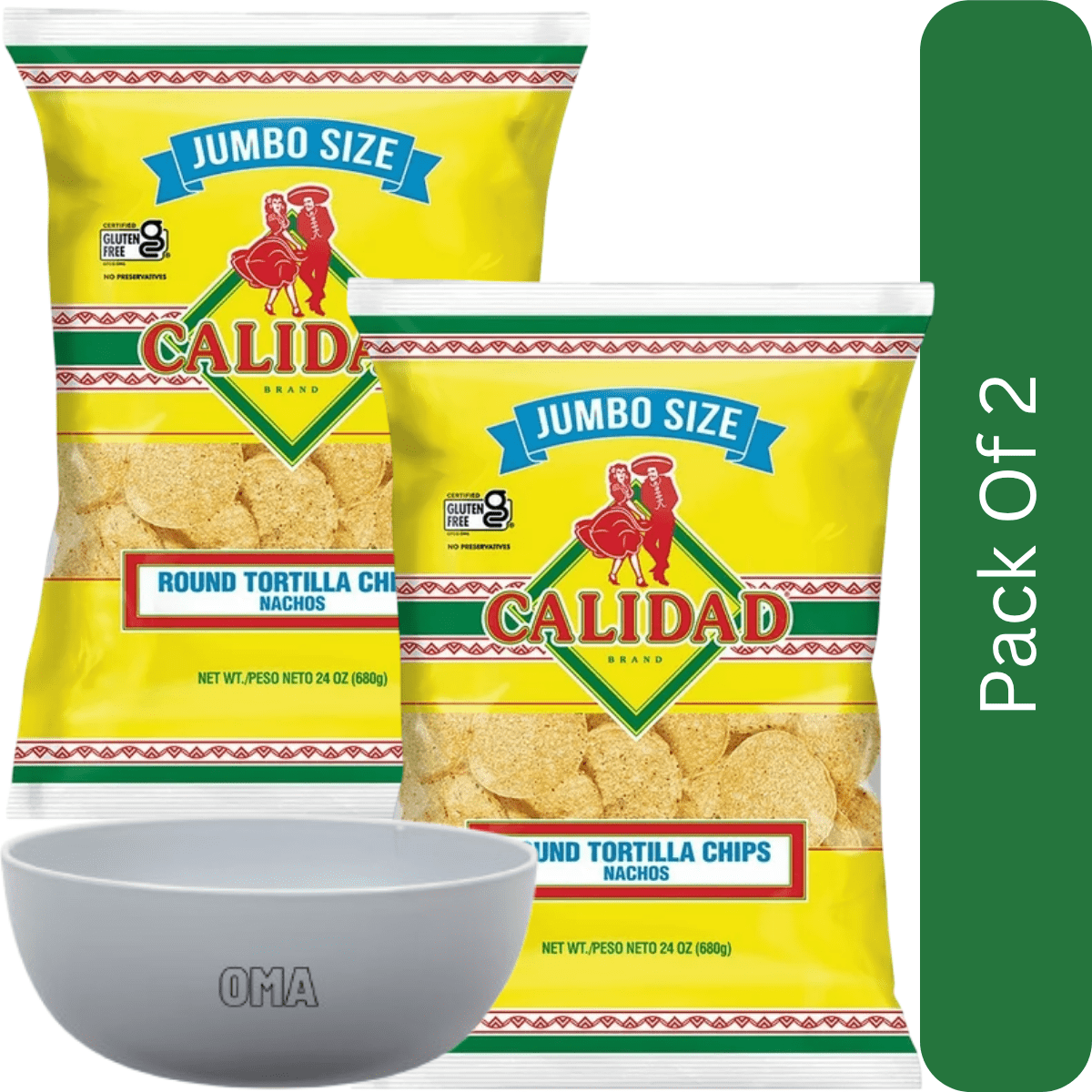 Calidad Round Yellow Corn Tortilla Chips, 24 oz-2pk, With Olive White ...