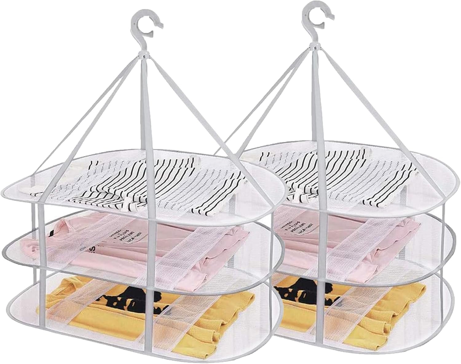 Caliee 2Pcs 3 Tier Hanging Sweater Drying Rack Flat Foldable Breathable ...