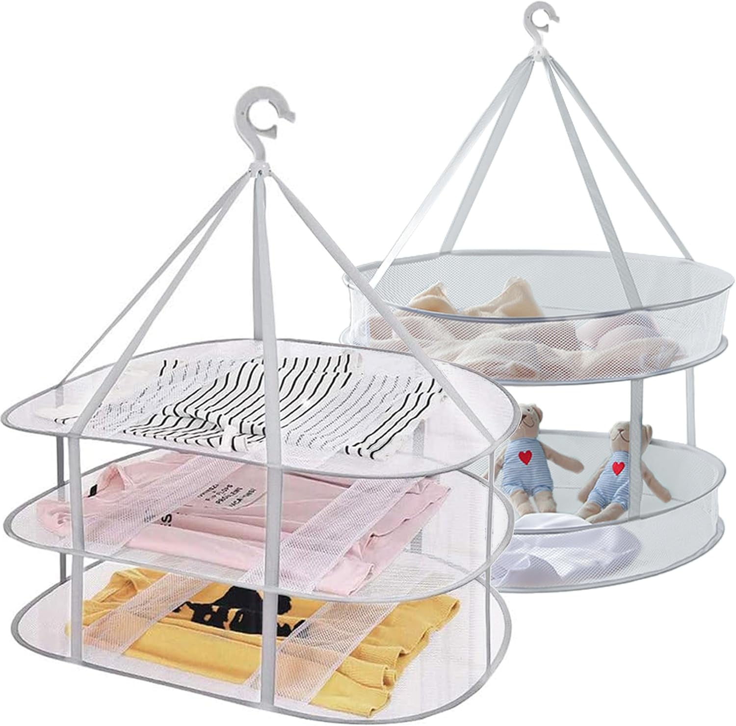 Caliee Foldable Sweater Drying Rack - Large Hanging Mesh 2Tier+3Tier ...