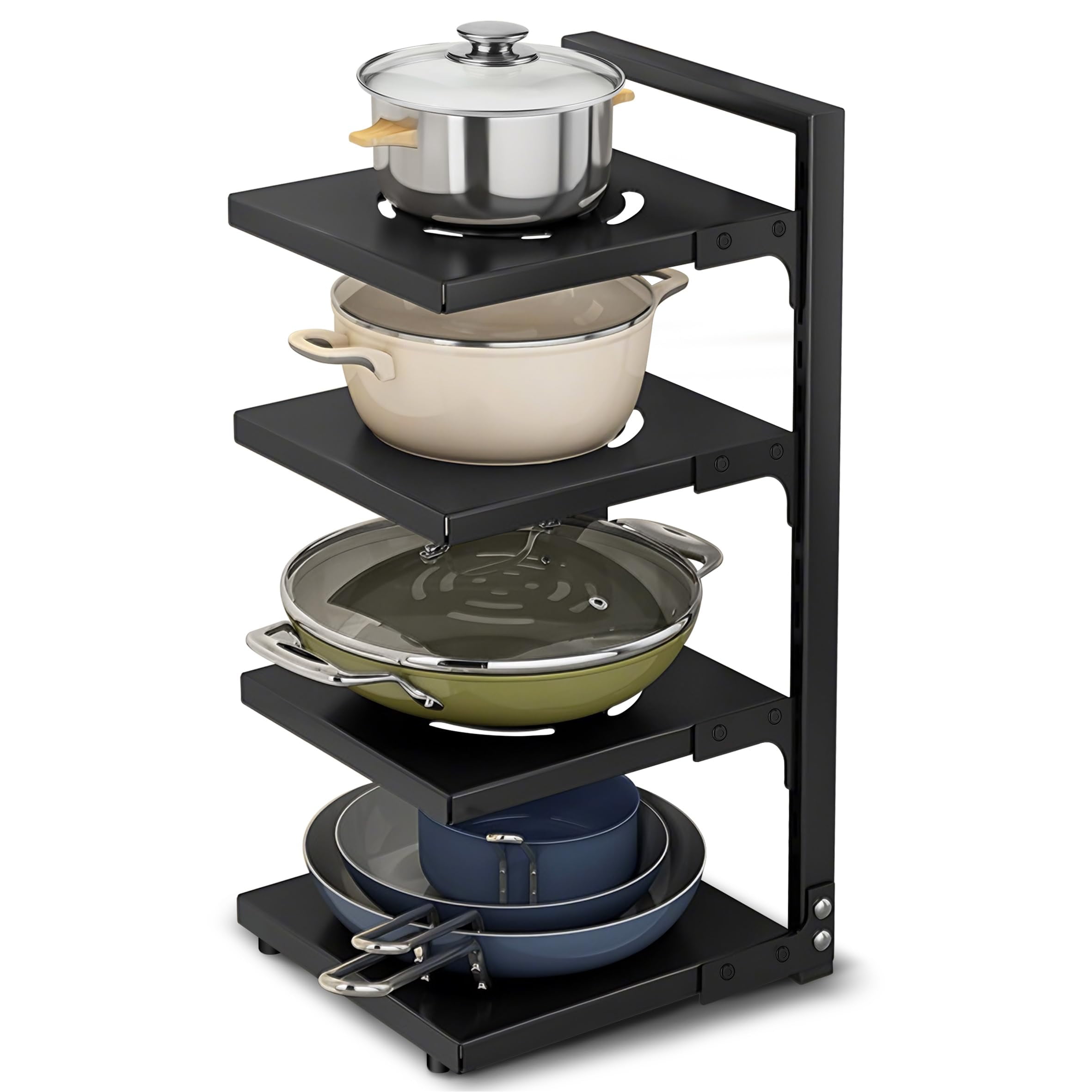 Caliee Pot Organizers Inside Cabinet, Heavy Duty Pot Pan Rack Organizer ...