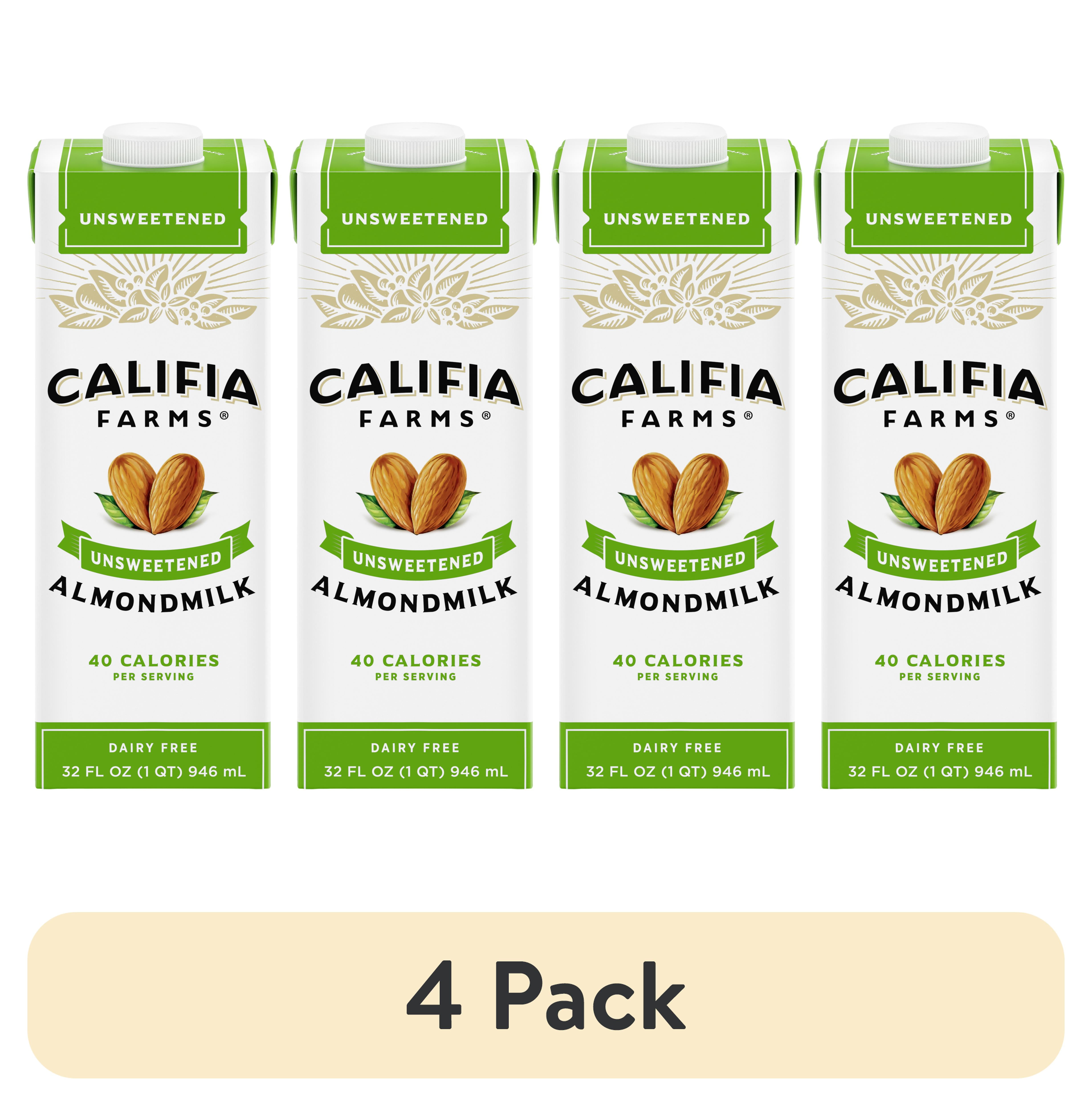 (4 pack) Califia Farms Unsweetened Almond Milk, Dairy-Free ...