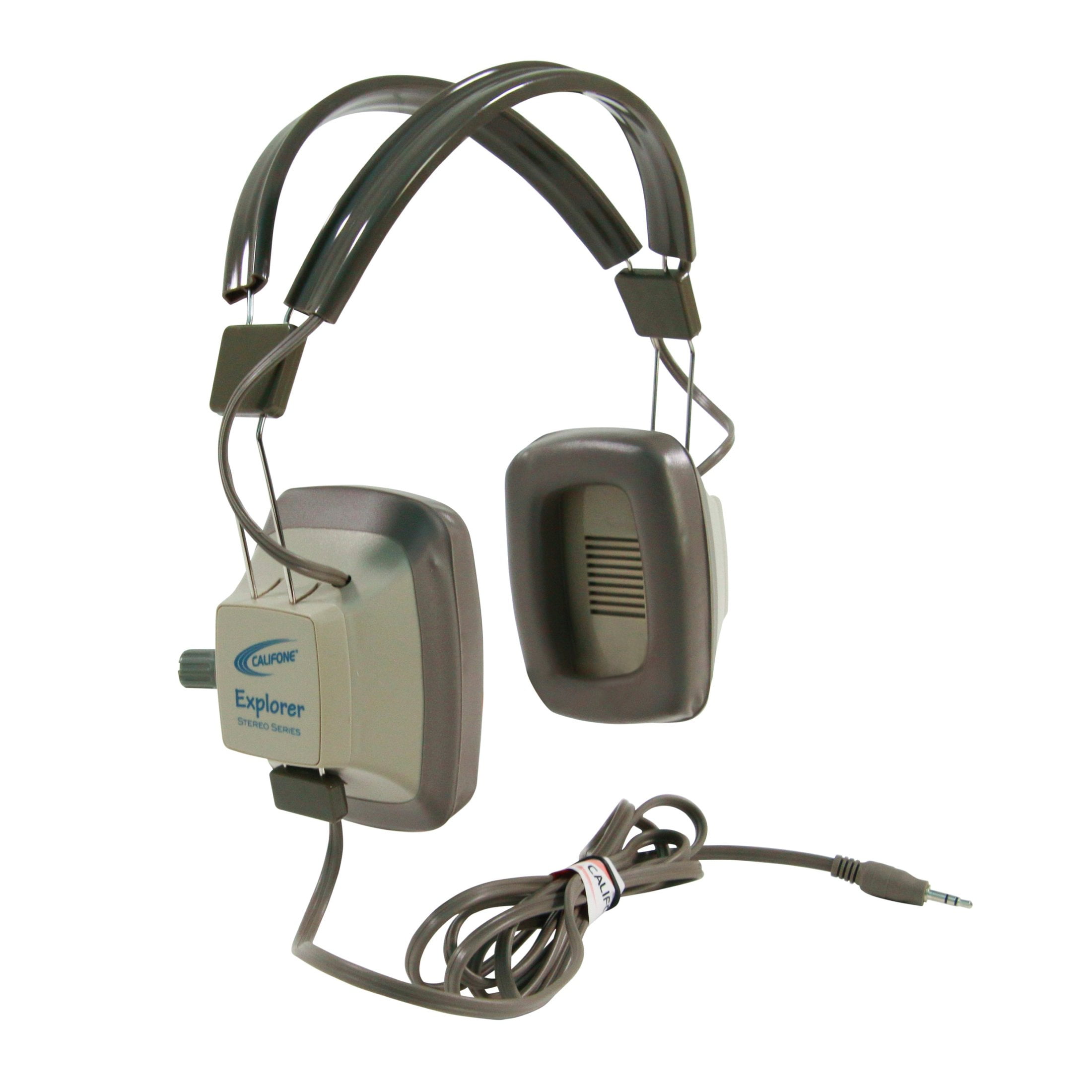 Califone EH-3SV Explorer Binaural Headphones, 3.5mm Plug, Light Grey ...