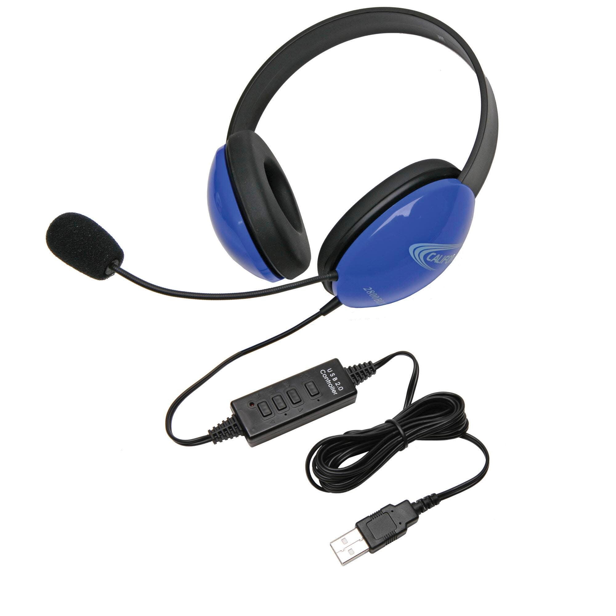 Califone Listening First 2800BL-USB Over-Ear Stereo Headset with ...