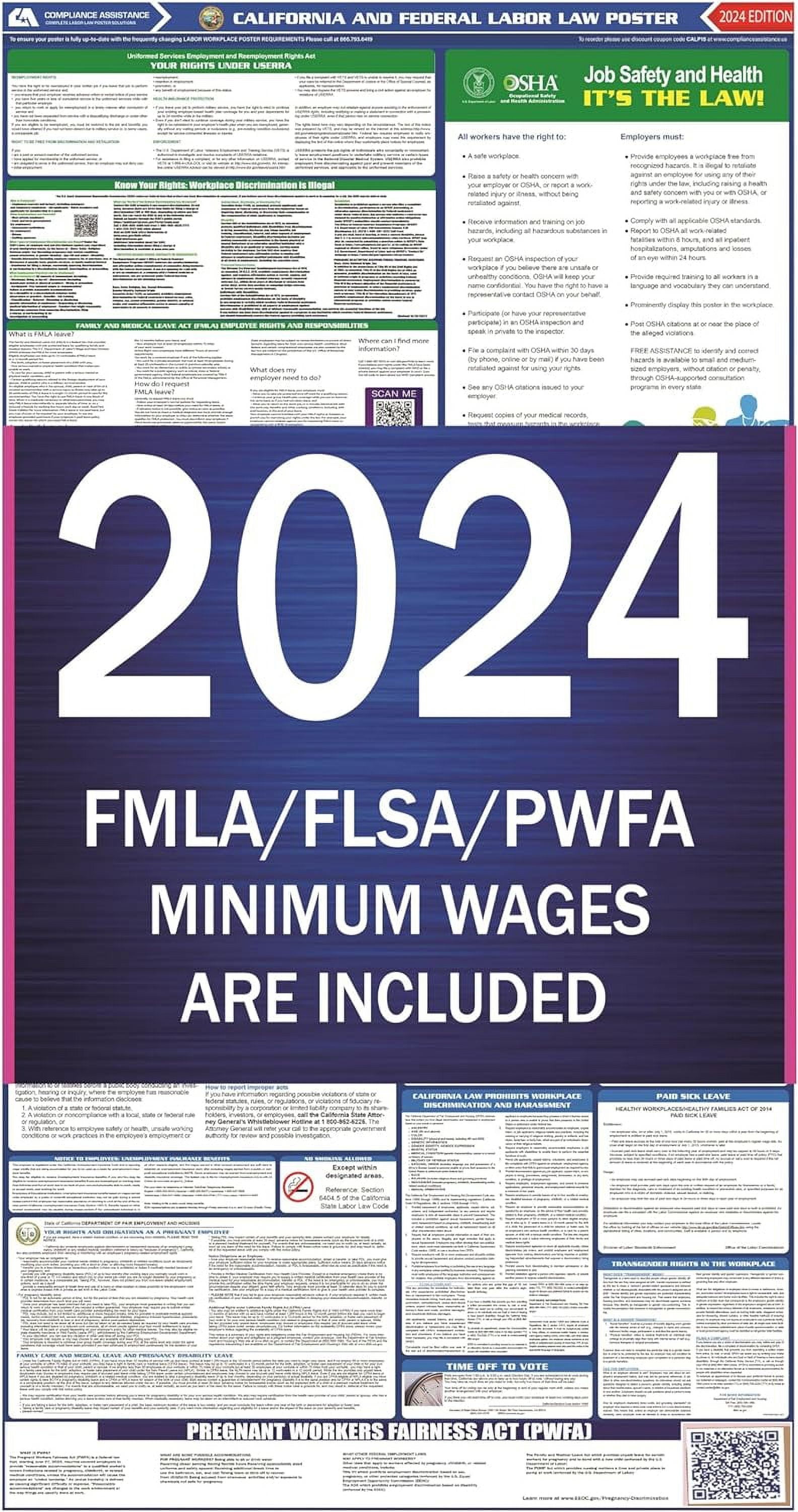 California 2024 State Labor Law Poster - Compliant with State, Federal ...