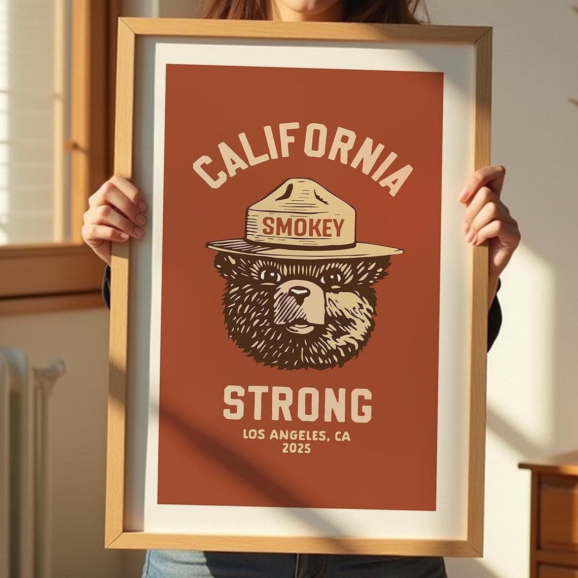 California Art Print California Strong Poster Los Angeles 2025 Gift For ...