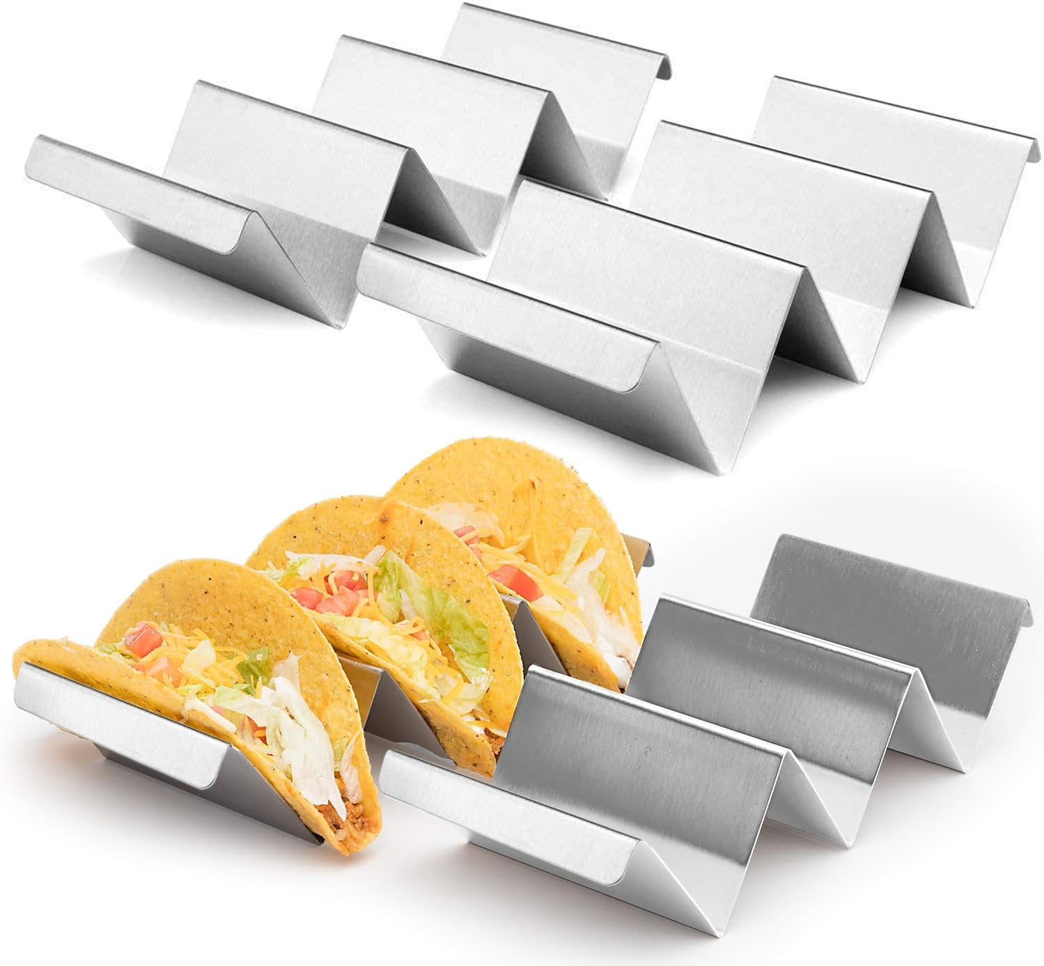 California Basics Home Goods Silver Stainless Steel Taco Holder, 4 Pack ...