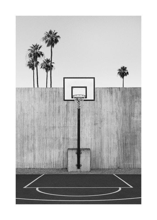 California Basketball Court Print Wall Art, Modern Wall Decor For ...
