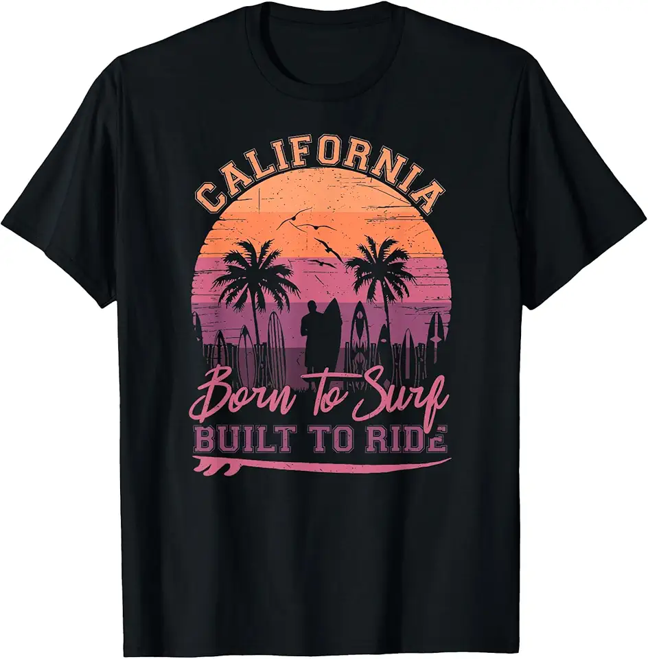 California Beach Life Born To Surf Vintage Rider Unisex T-Shirt up to ...