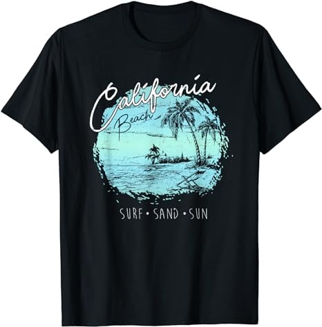 California Beach Vintage Surf Summer Surfer Gift T-Shirt - Walmart.com