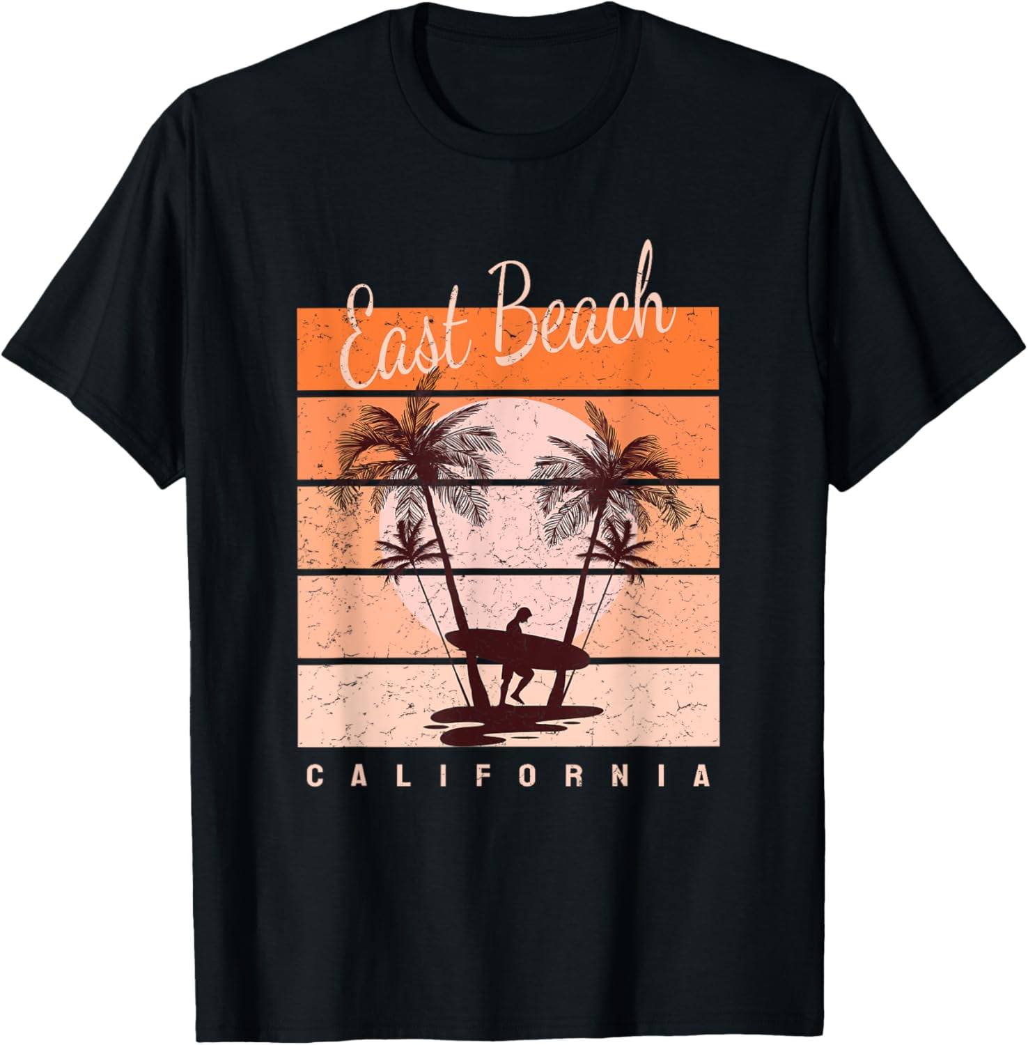 California Beaches East Beach - Retro Tropical Cool Surfer T-Shirt ...
