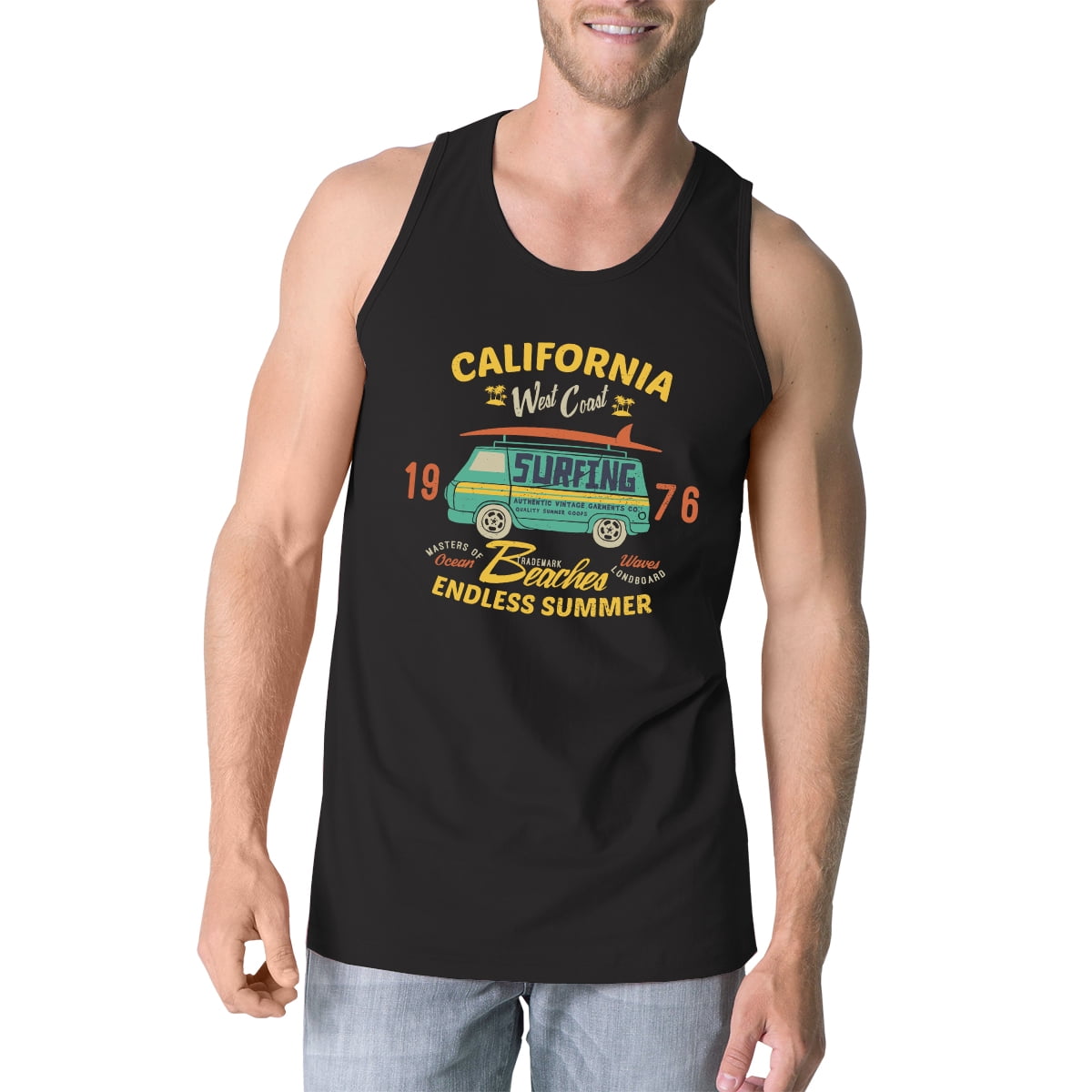California Beaches Endless Summer Mens Black Tank Top - Walmart.com