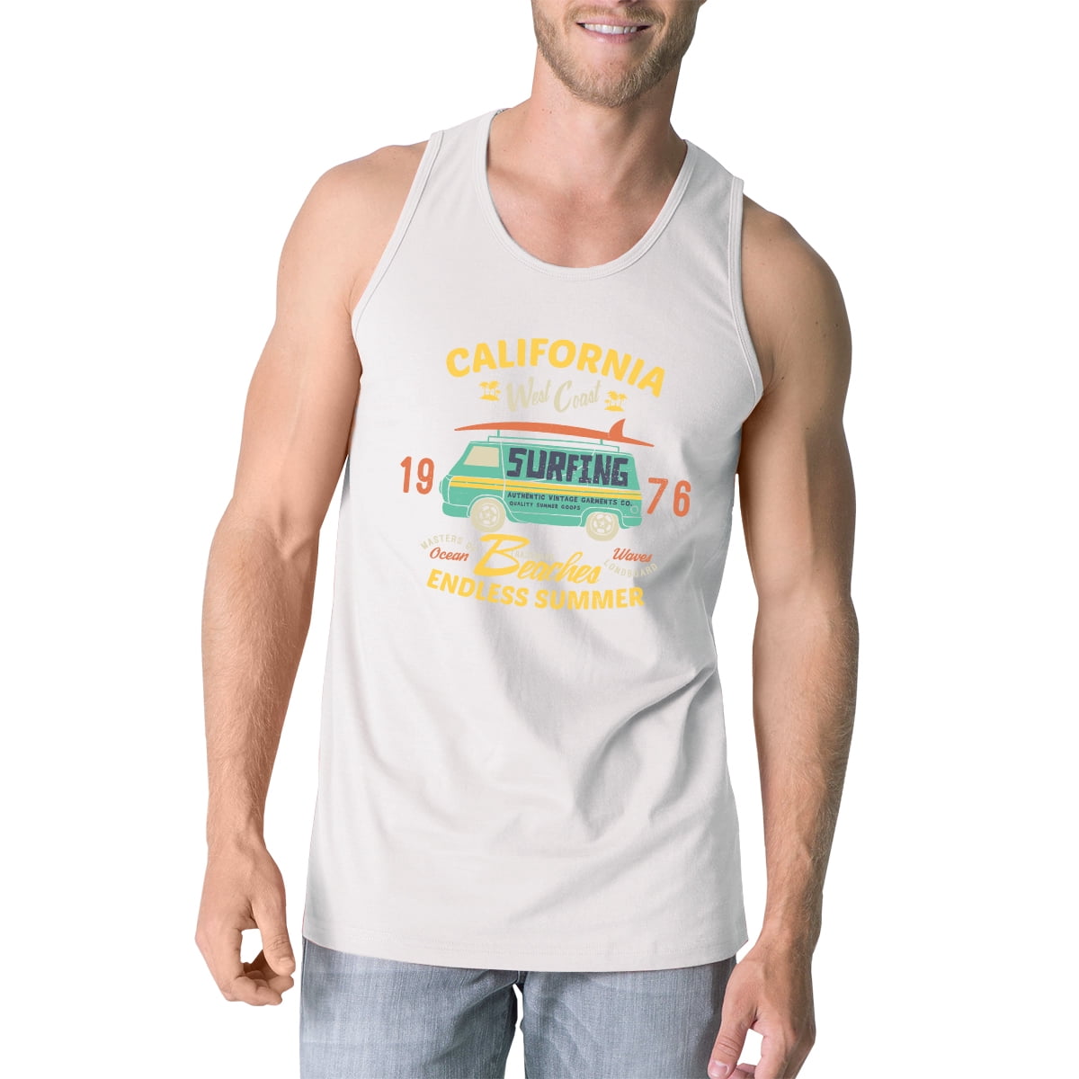 California Beaches Endless Summer Mens White Tank Top - Walmart.com