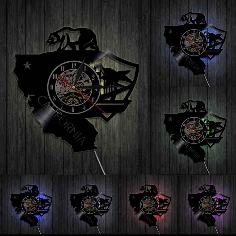 California Bear Cali Life Wall Clock California State Vinyl Record Wall ...