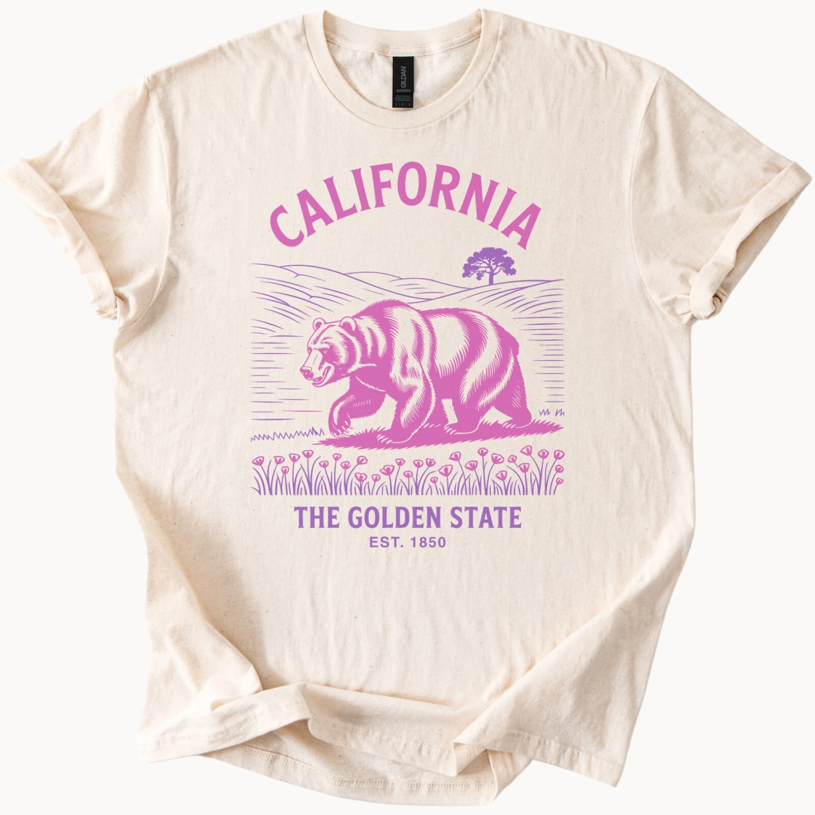 California Bear Graphic T Shirt Golden State Wildflower Nature Tee ...