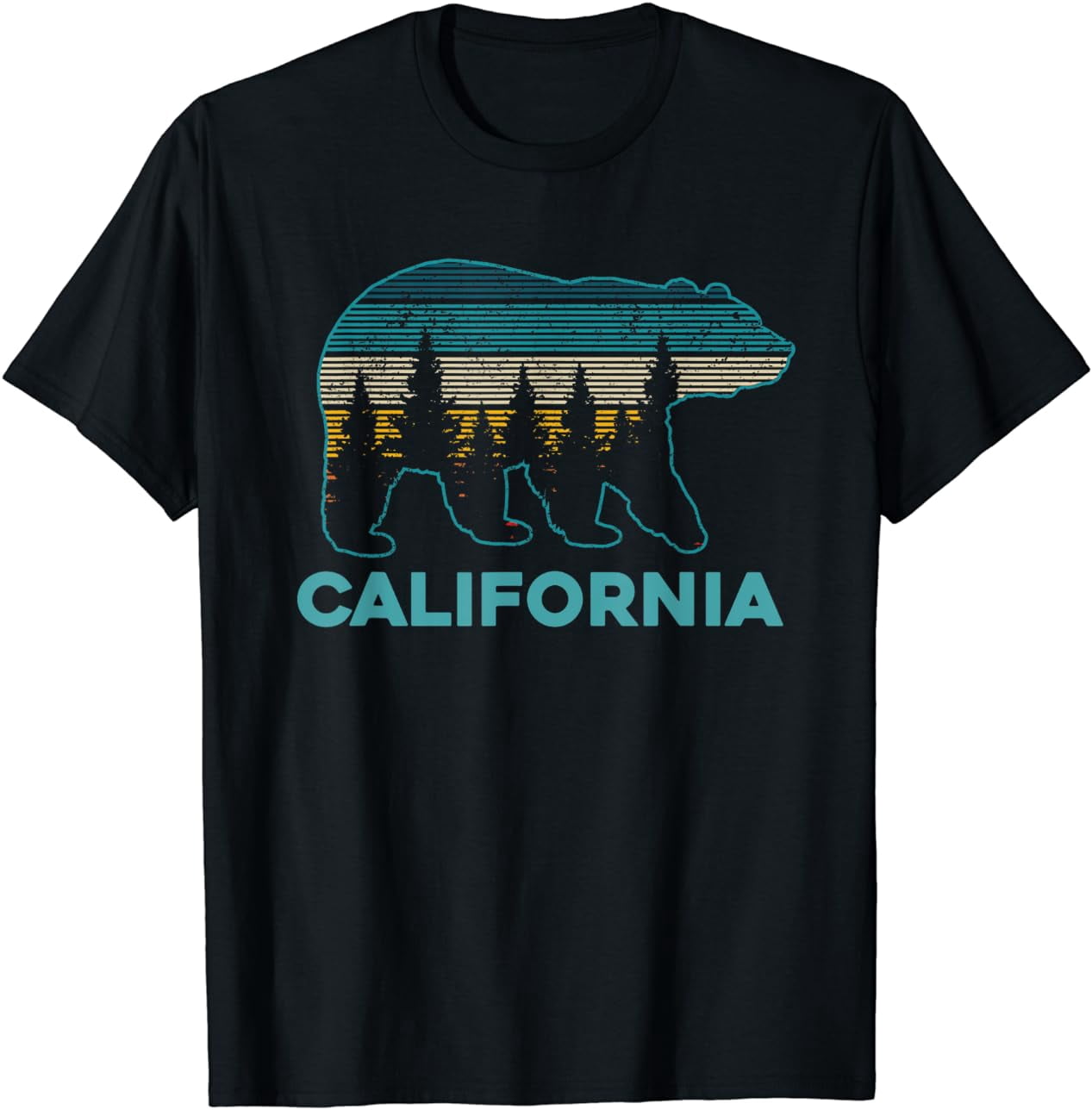California Bear Vintage Retro Nature Hiking Souvenir Gift Cotton T ...