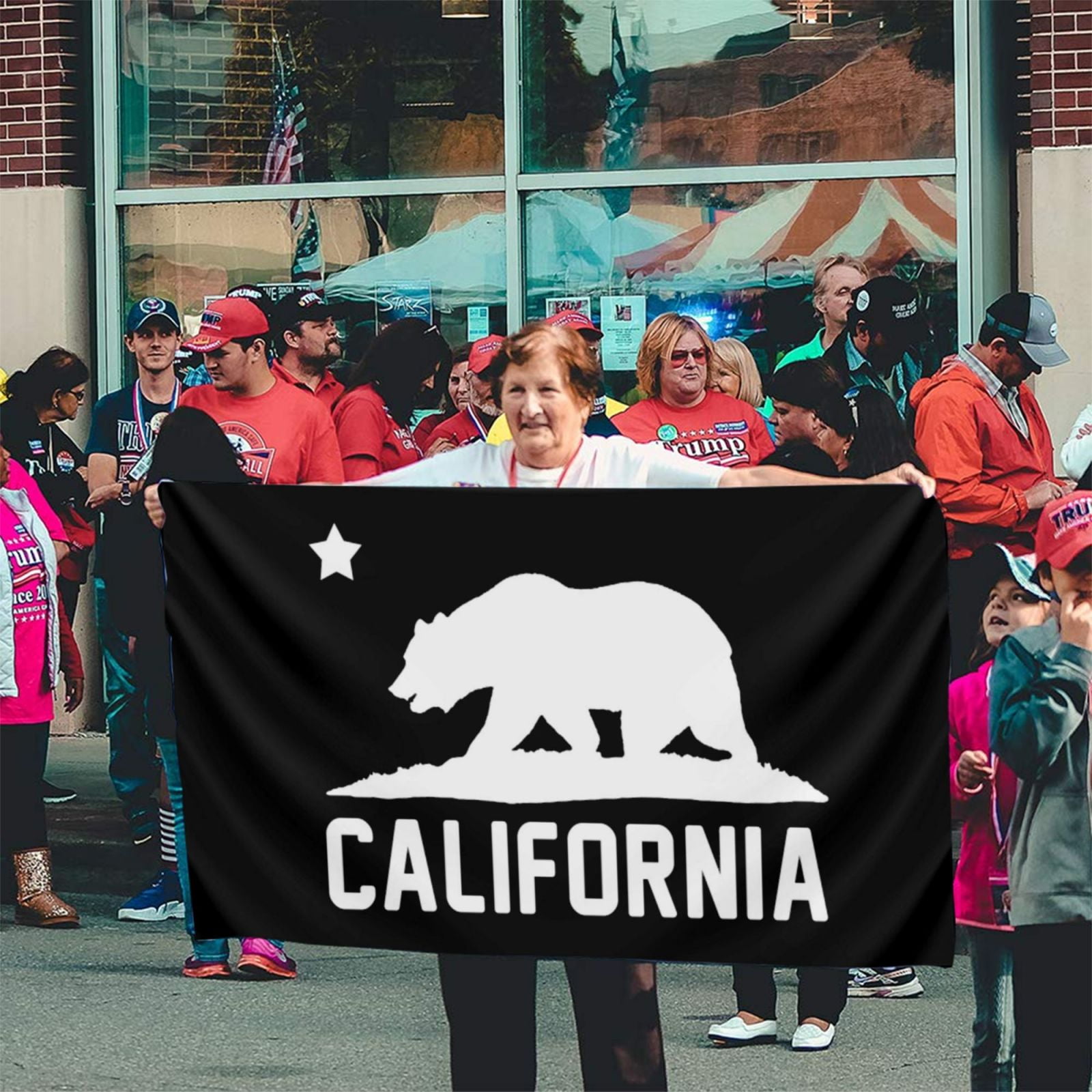 California Bear White Cali Souvenir State Map Republic Banner Breeze ...