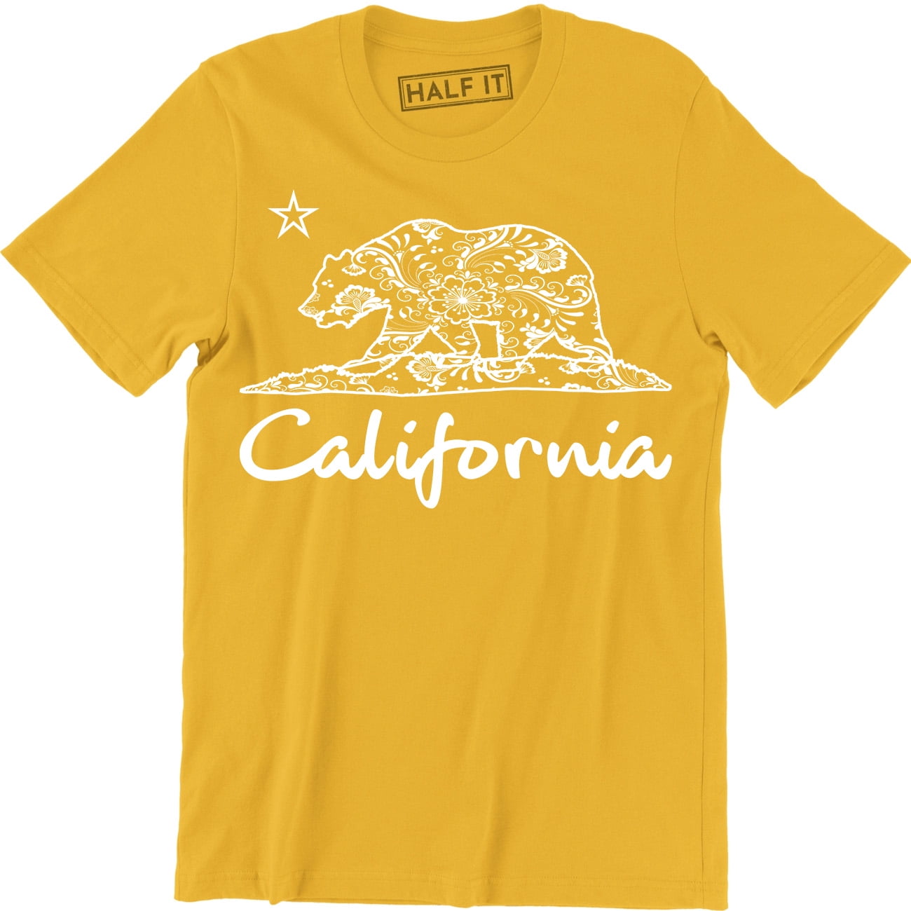 California Bear White Cali Souvenir State Map Republic CA Men's Tee ...