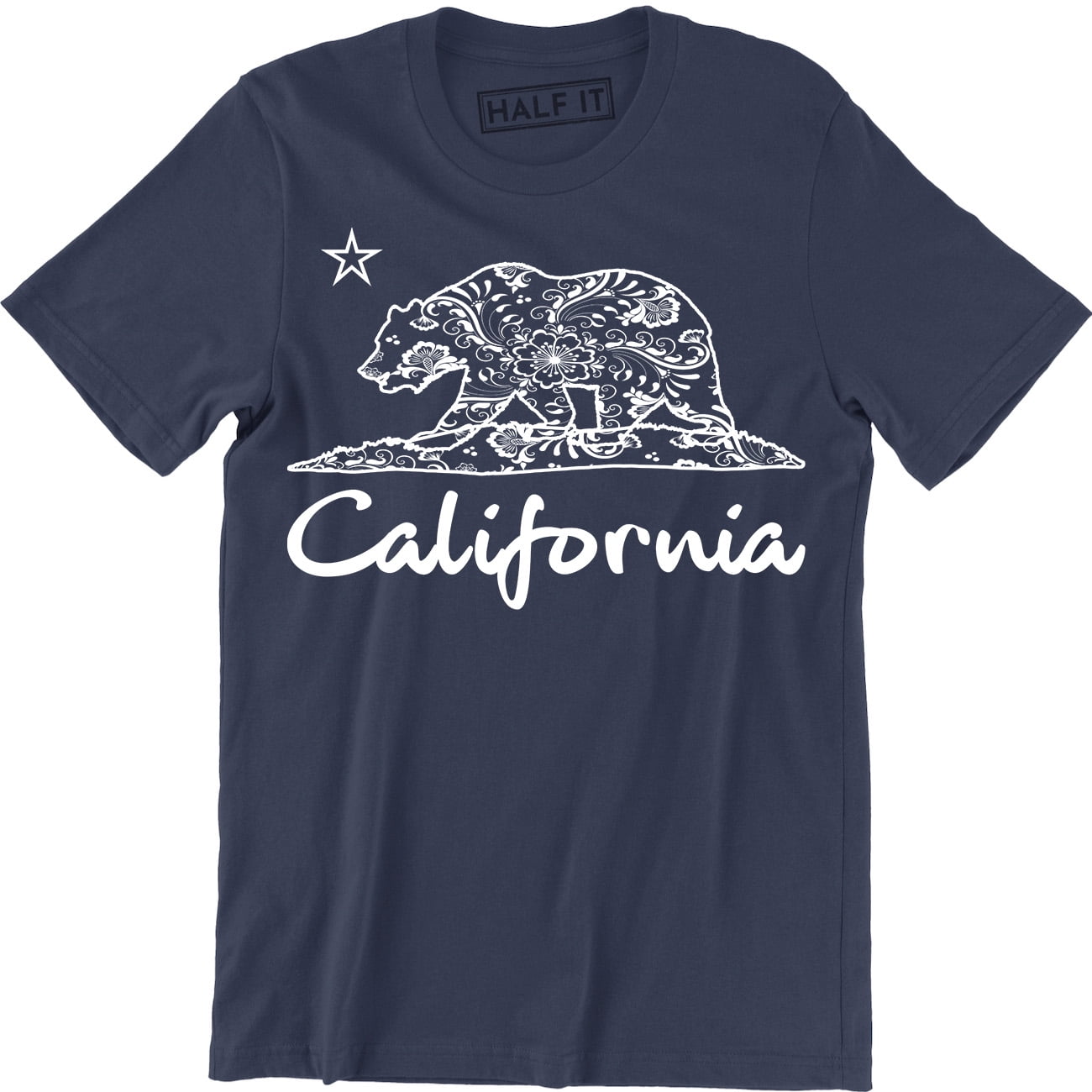 California Bear White Cali Souvenir State Map Republic CA Men's Tee ...