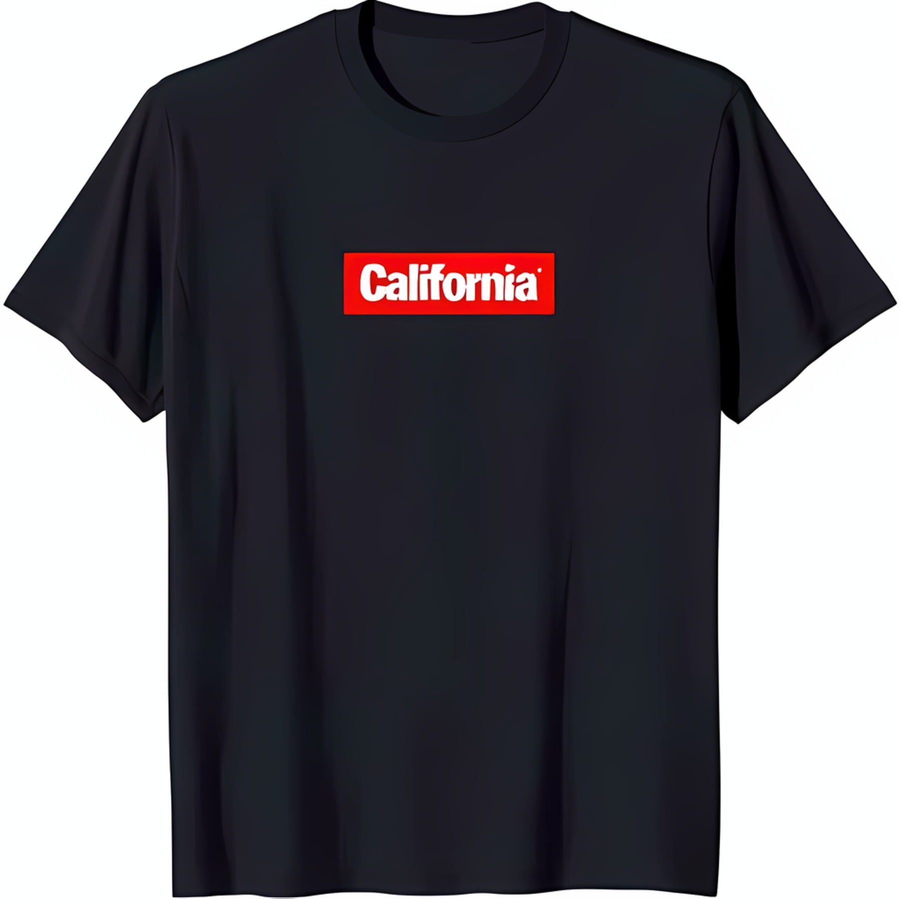 California Black T-Shirt with Bold Red Box and White Text Stylish ...
