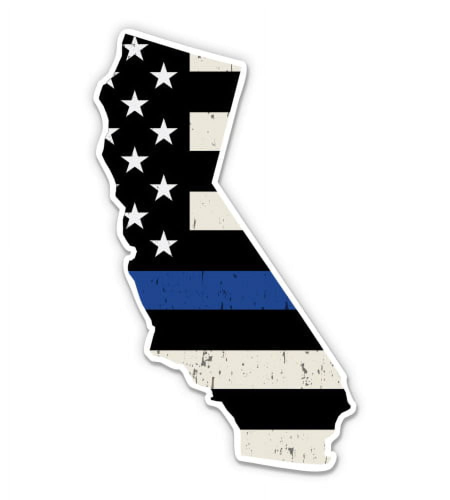 California Blue Line Police - 12" Vinyl Sticker Waterproof Decal ...