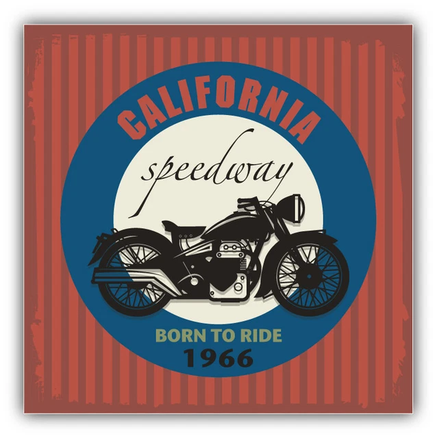 California Born To Ride Speedway Sport Emblem Car Sticker Phone Decal ...