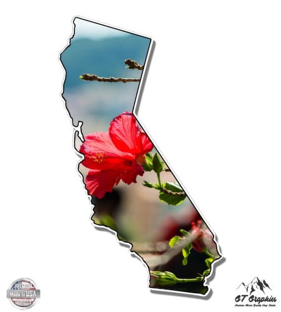 California Cali Shape Hibiscus Beautiful - 12" Vinyl Sticker Waterproof ...