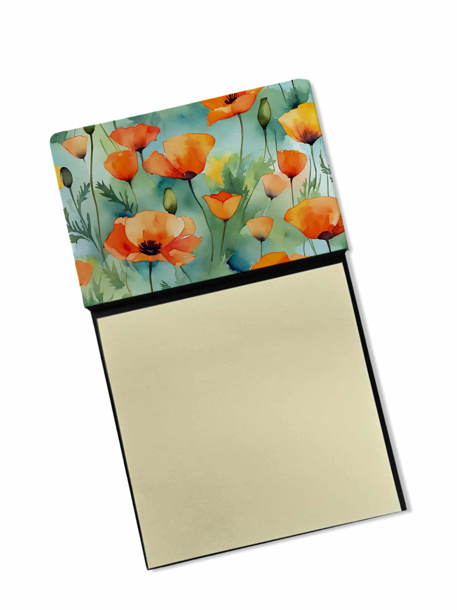 California California Poppies in Watercolor Sticky Note Holder 3.25 in ...