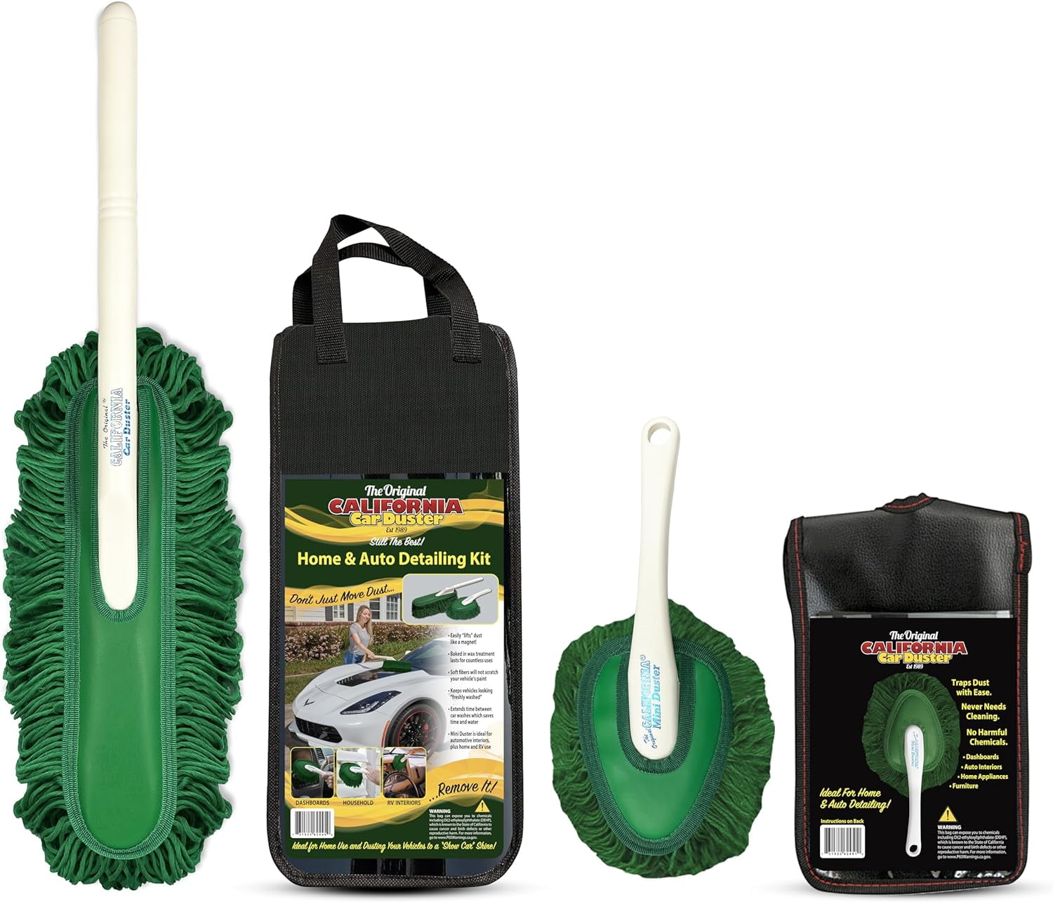 California Car Duster Detailing Combo Plastic Handle with Green Mop and ...