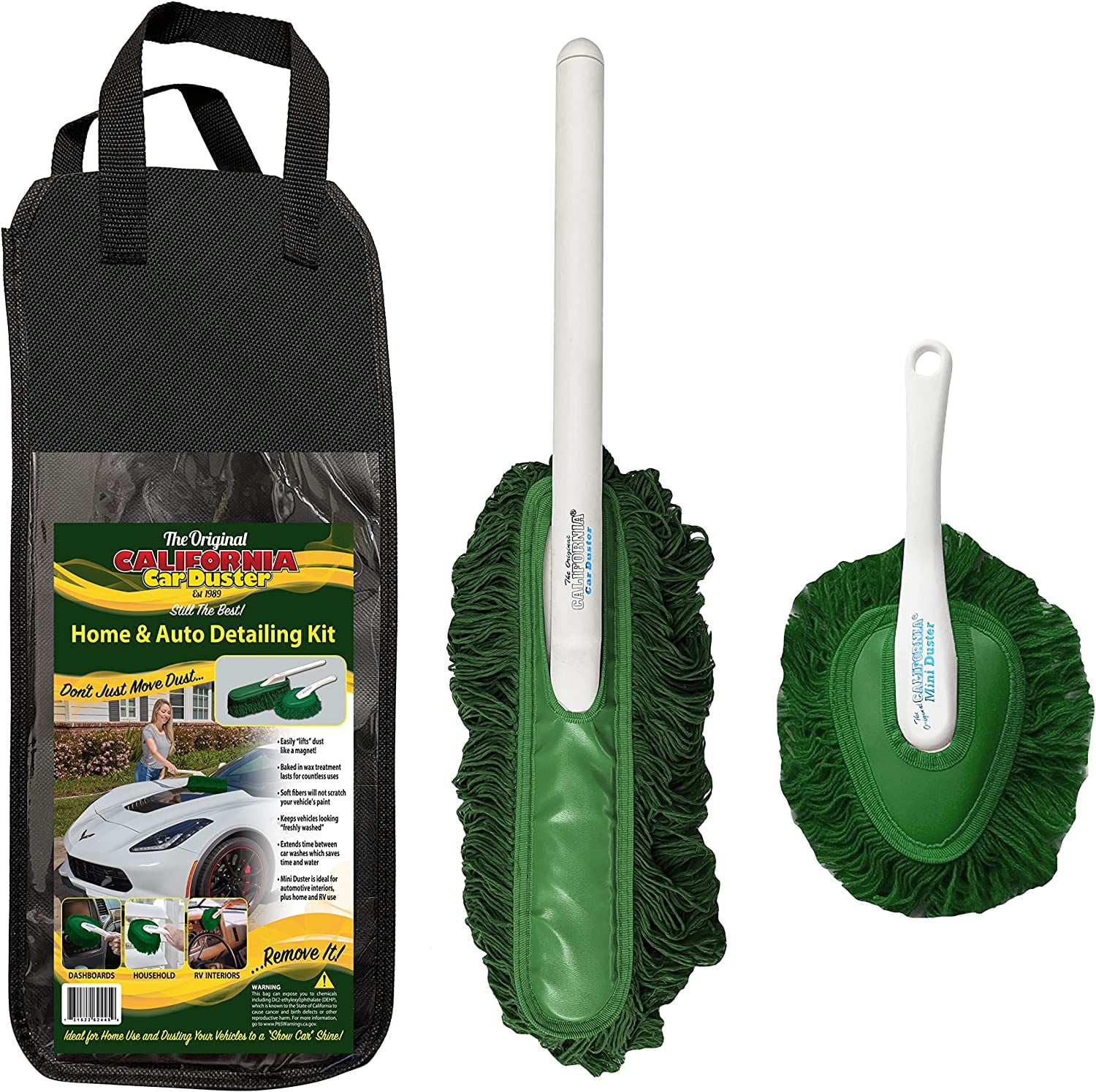 California Car Duster Detailing Combo, Plastic Handle, Green Mop ...
