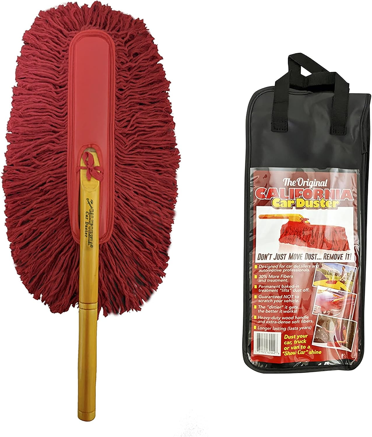California Car Duster Original Style Wood Handle Duster with Red Mop ...