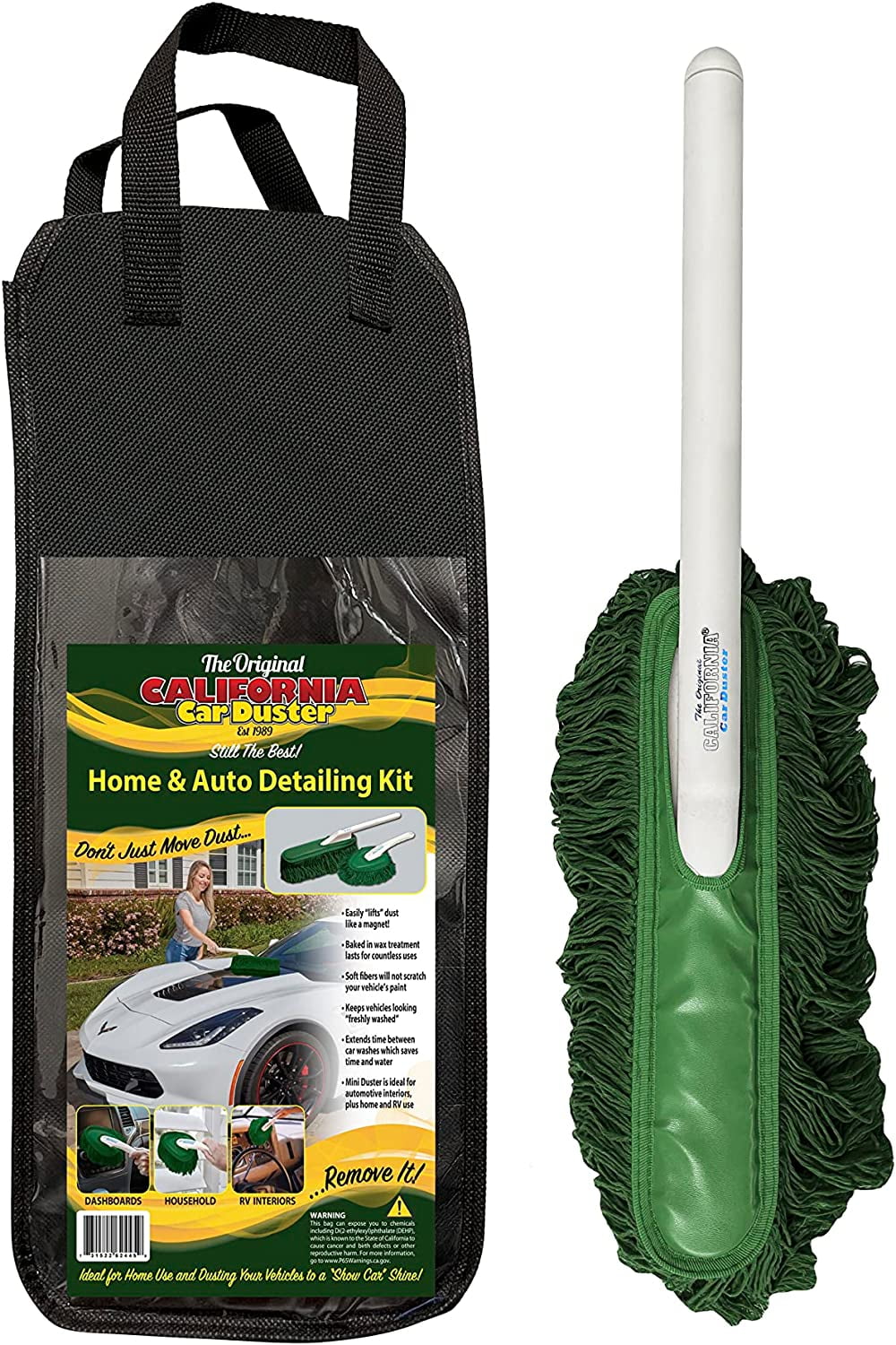 California Car Duster Original with Plastic Handle and Green Mop ...