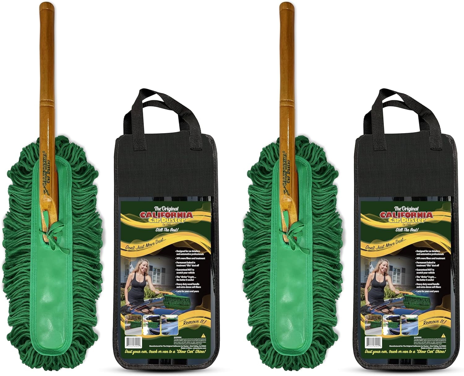 California Car Duster Standard Auto Car Duster with Wood Handle Green ...