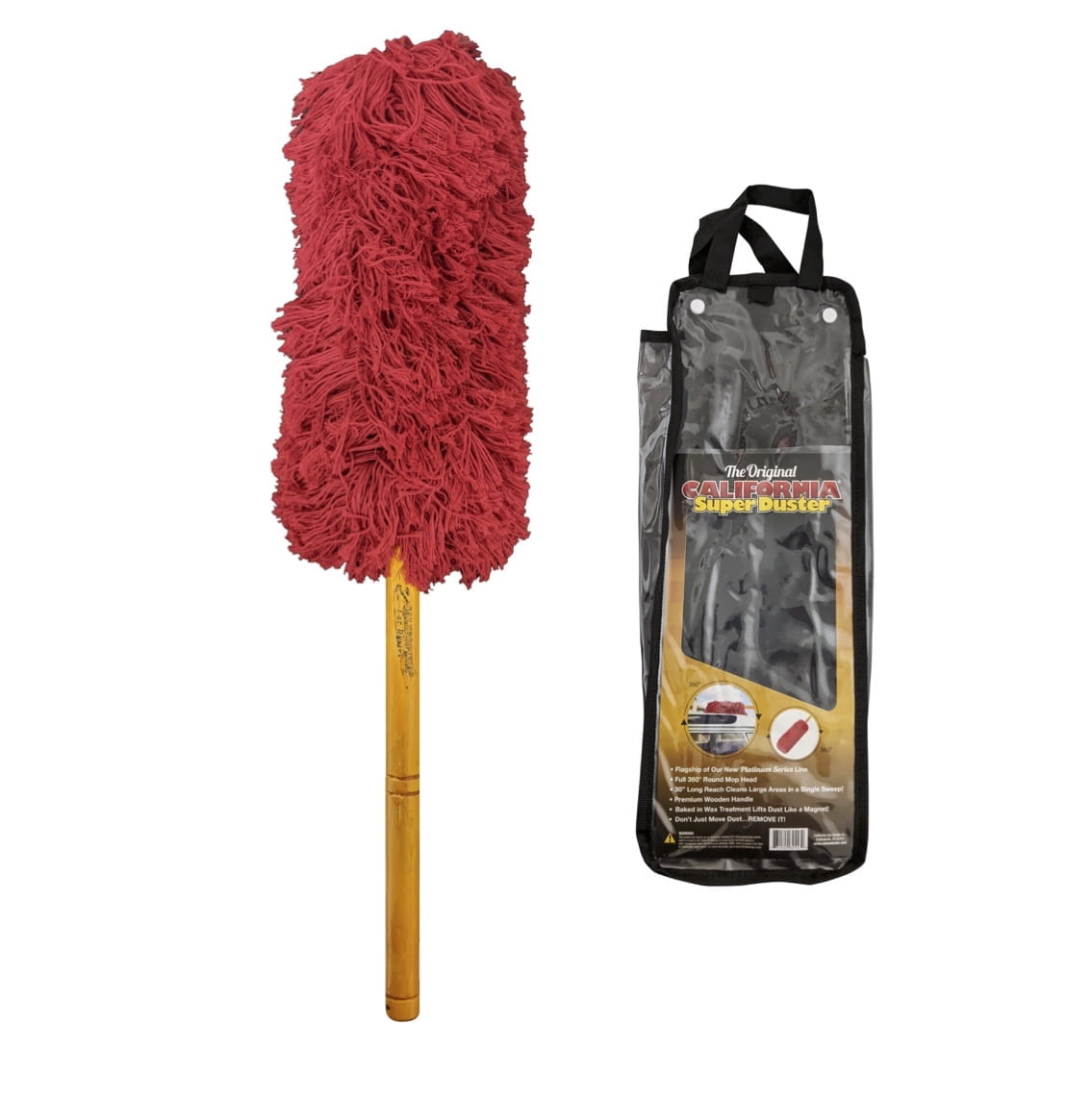 "California Super Car Duster, 31"" XL, Wood Handle, Cotton Mop Head for ...