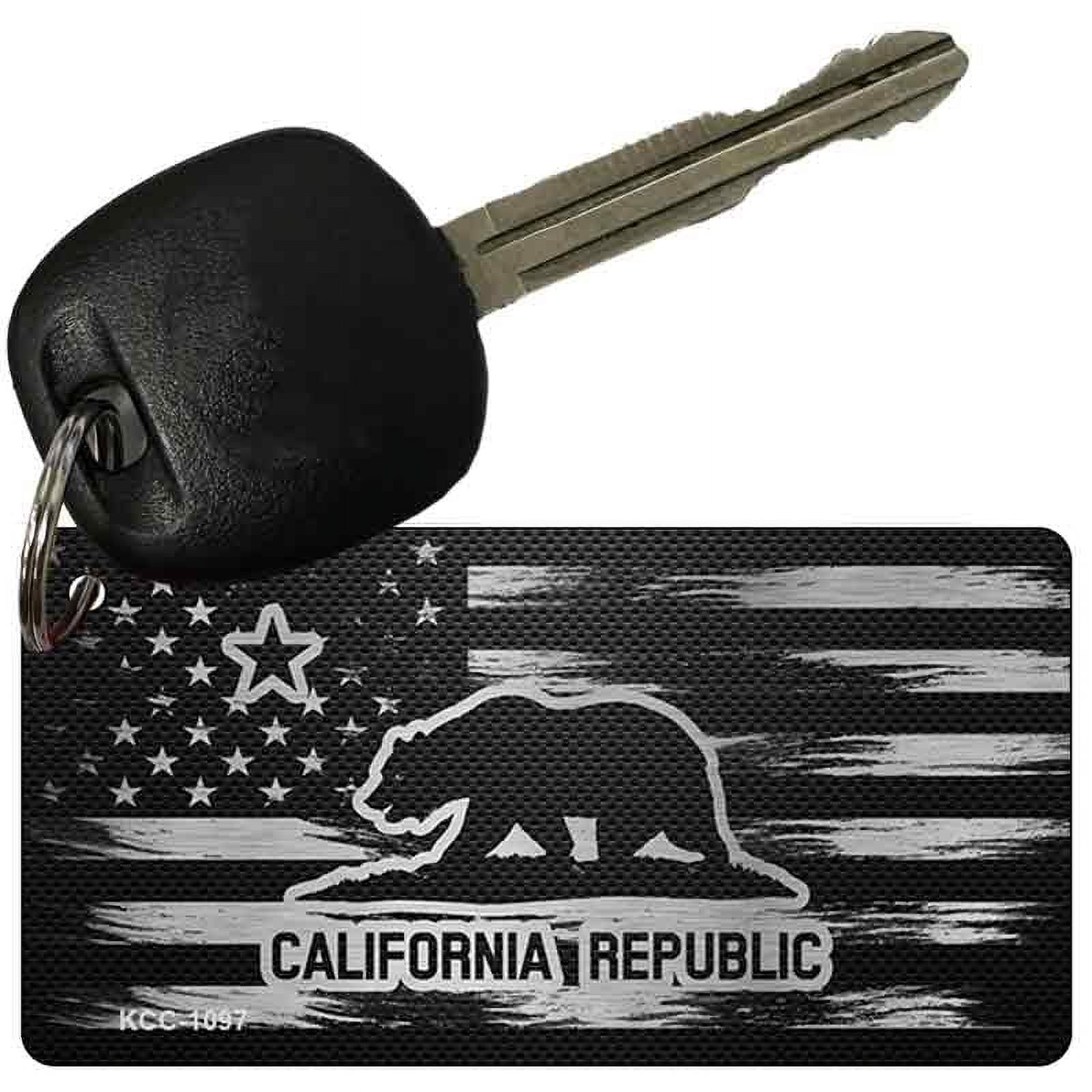 California Carbon Fiber Effect Novelty Metal Key Chain KCC-1097 3" x 1. ...