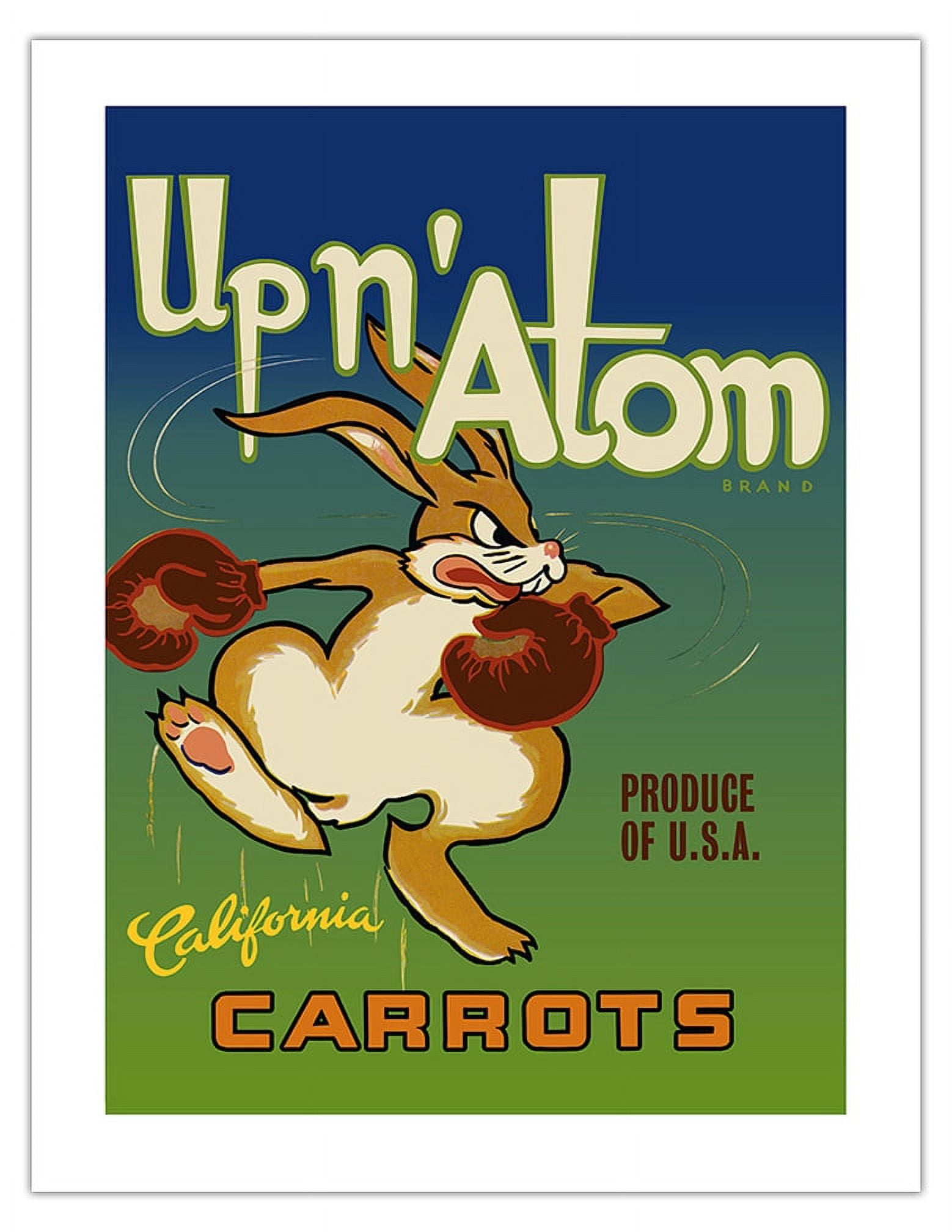 California Carrots - Up n’ Atom Brand - Vintage Fruit Crate Label c ...