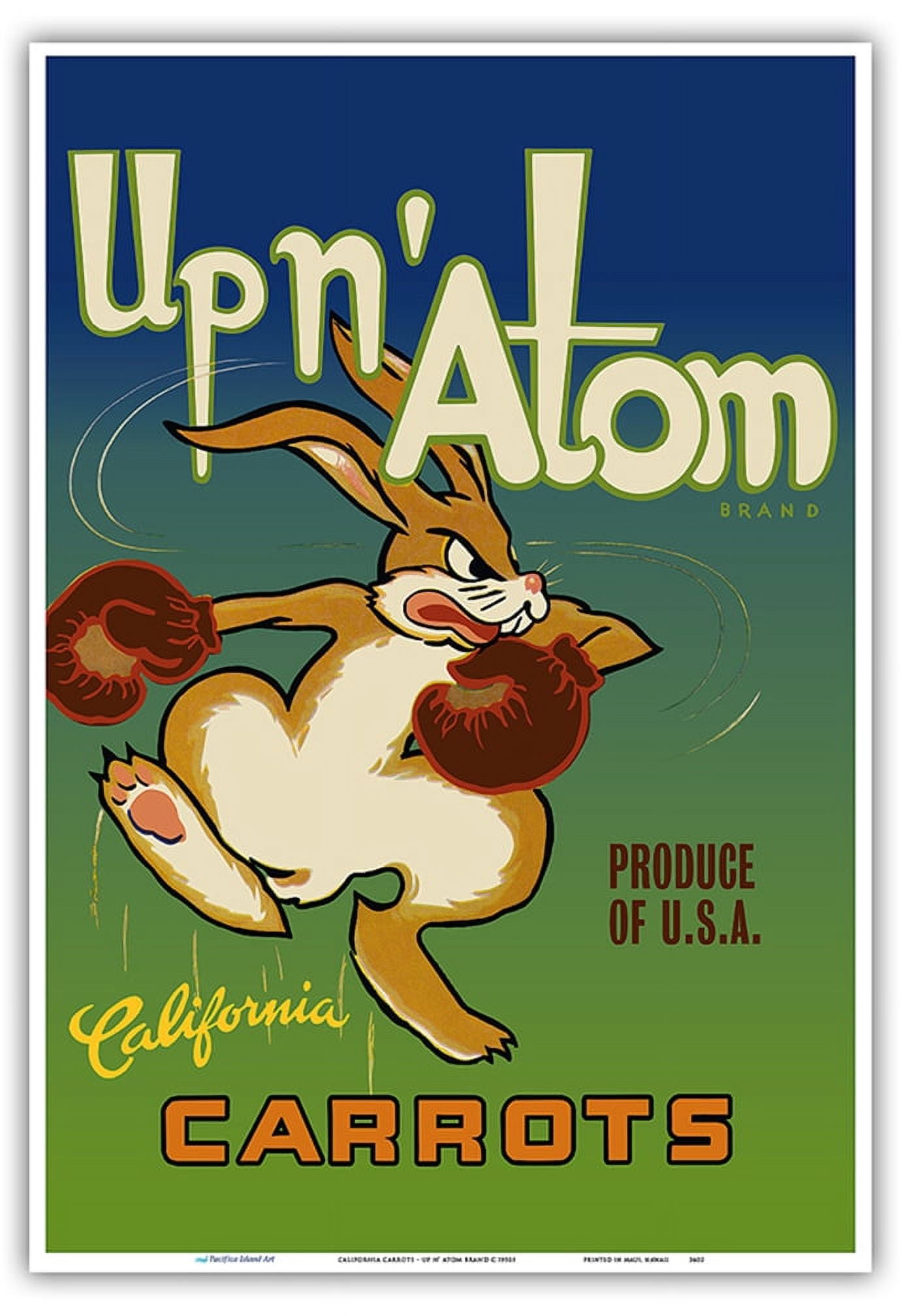 California Carrots - Up n’ Atom Brand - Vintage Fruit Crate Label c ...