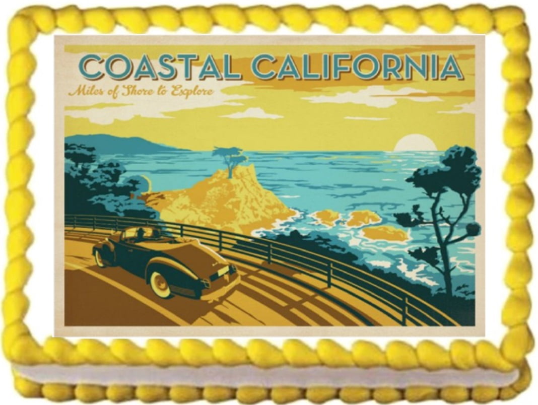California Coastal Living Image Edible Cake Topper Frosting Sheet ...