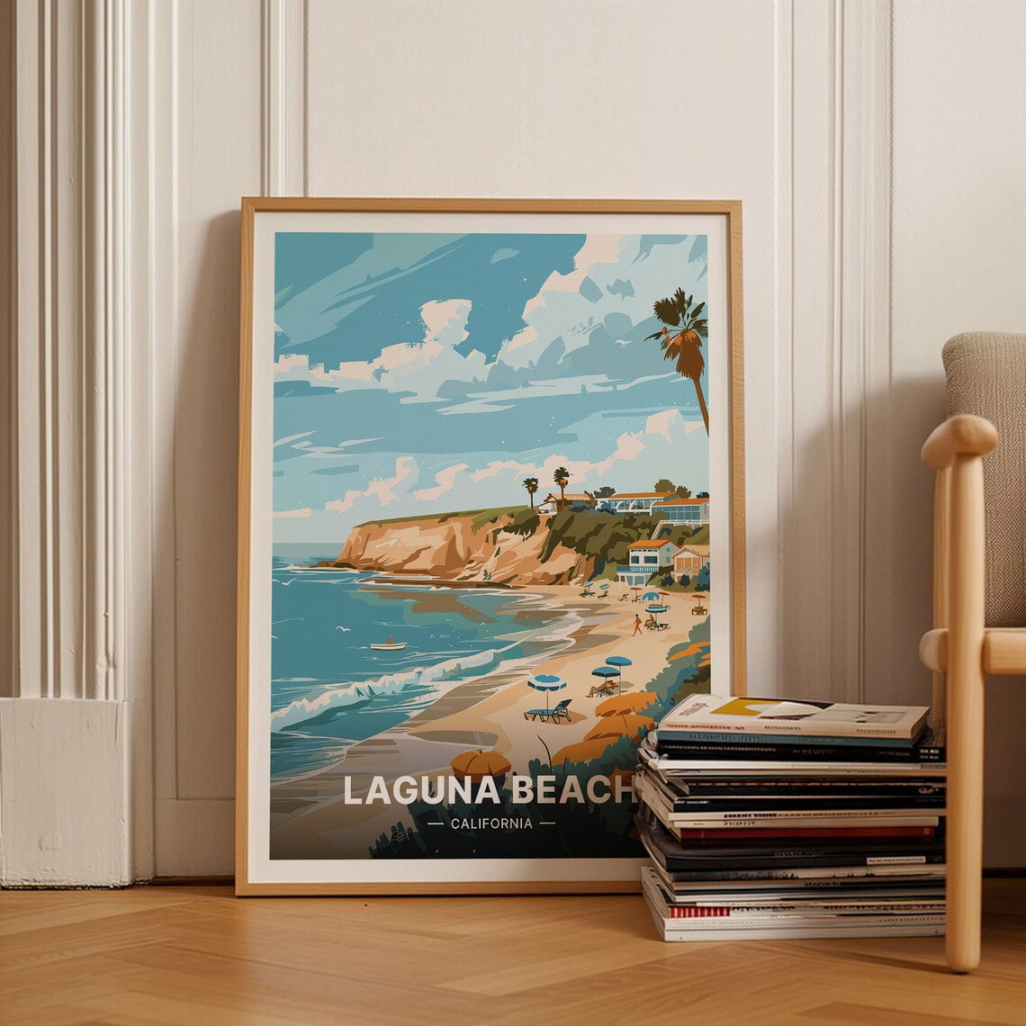 California Coastline Travel Poster, Laguna Beach Art, Coastal Home ...