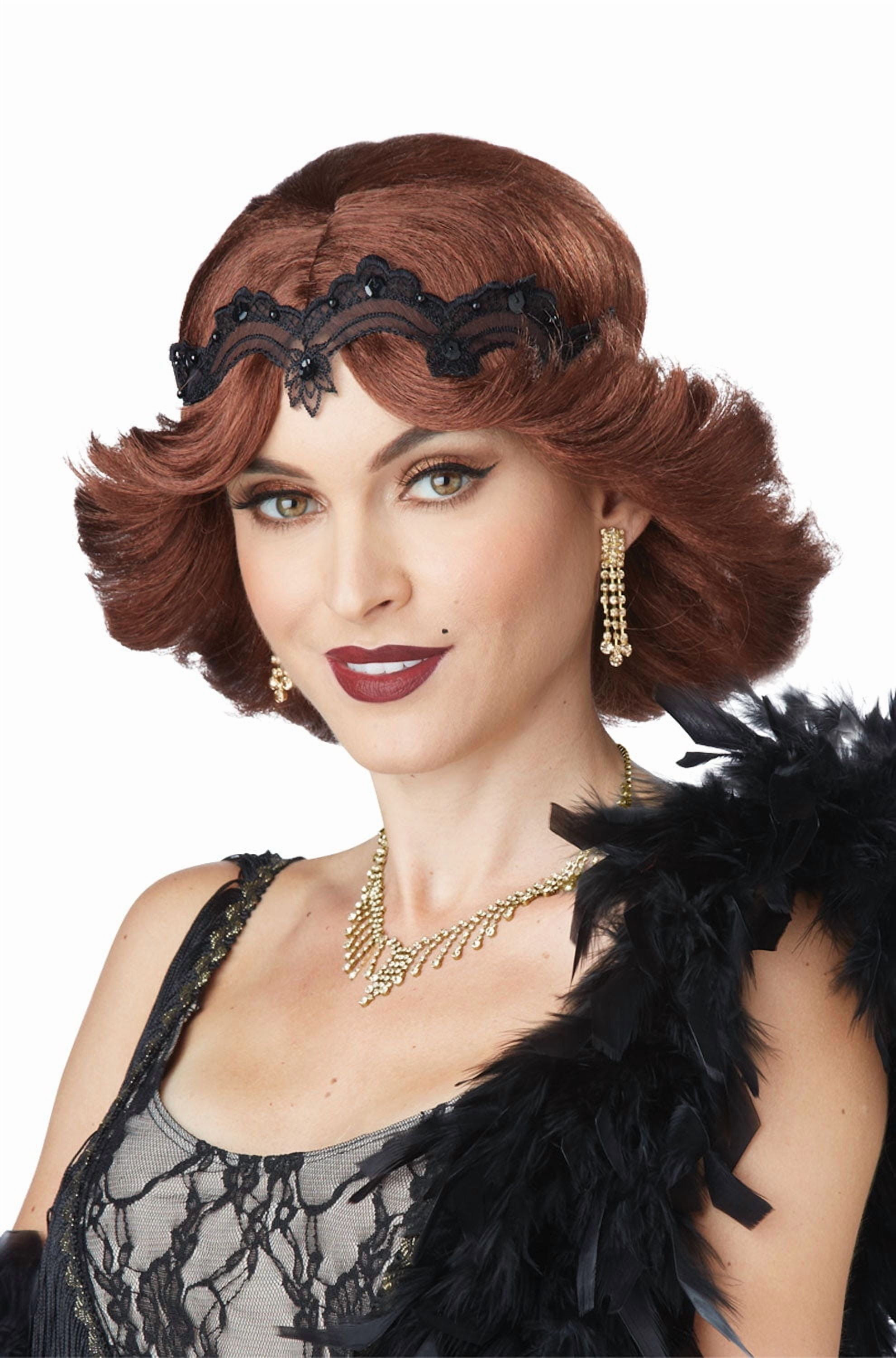 California Costumes Brunette 20s Glitz And Glamour Wig, Brown Flapper ...