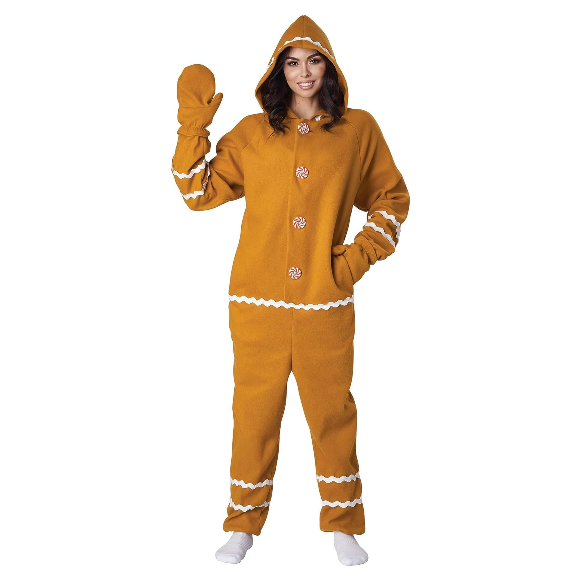 California Costumes Gingerbread Man Adult Fleece Jumpsuit Costume ...