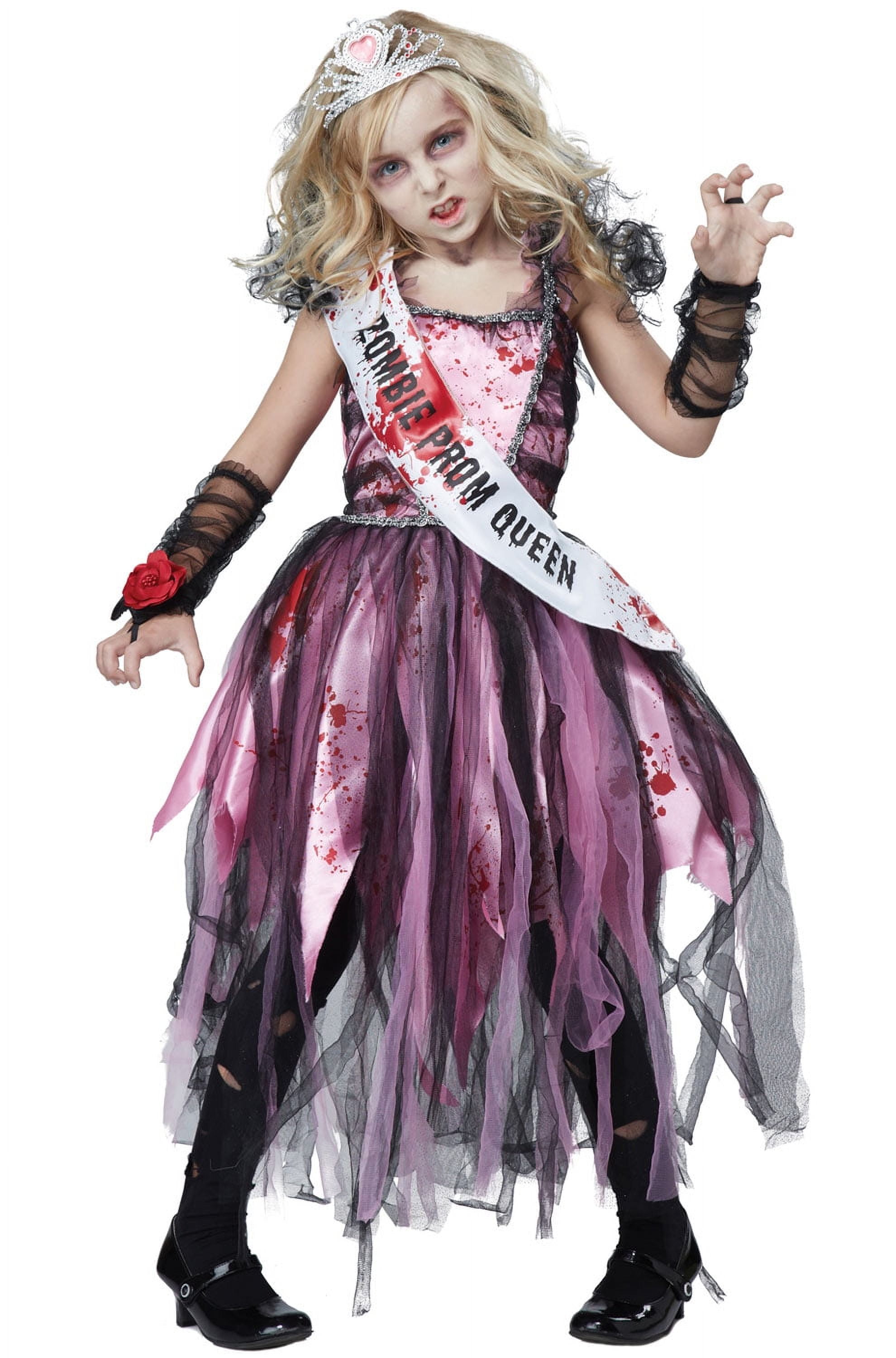 California Costumes Girls Scary Halloween Zombie Prom Queen Dress, Kids ...