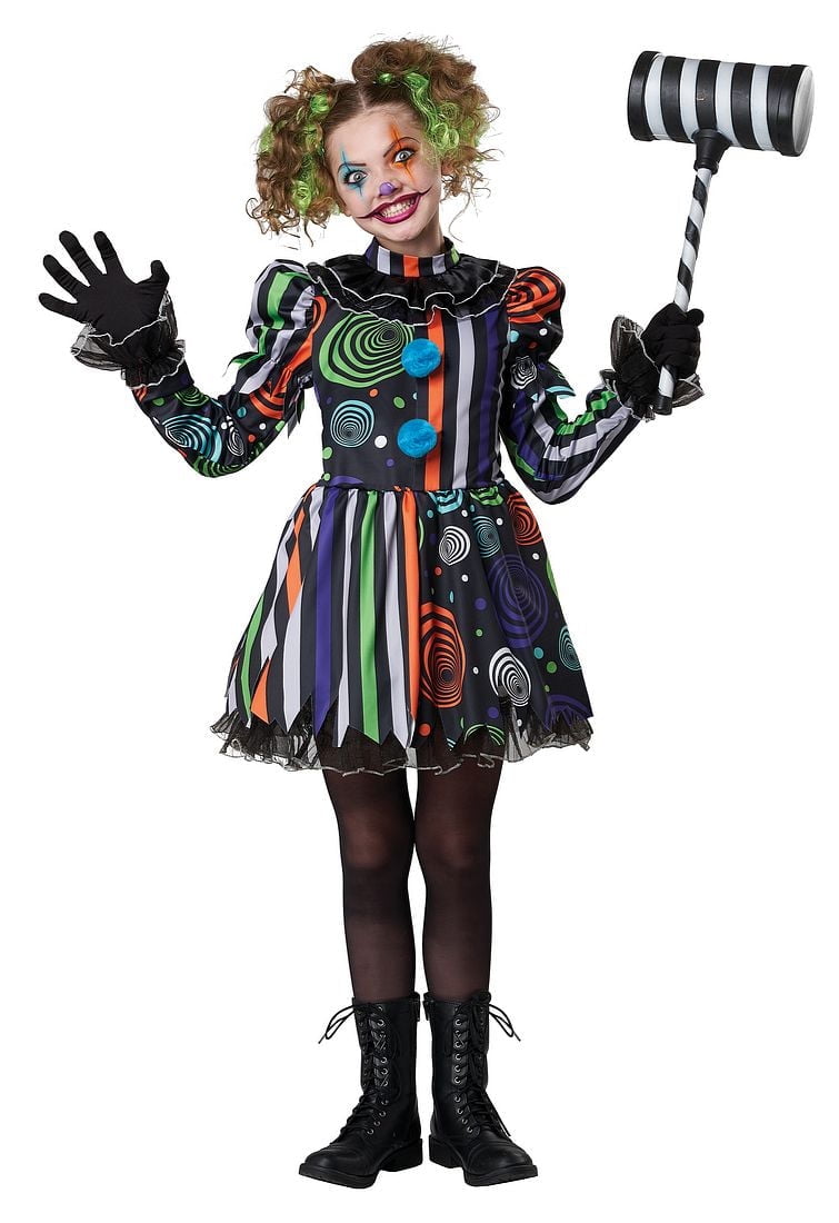 Scary Kids Halloween Creepy Neon Nightmare Clown Child Costume | Large ...