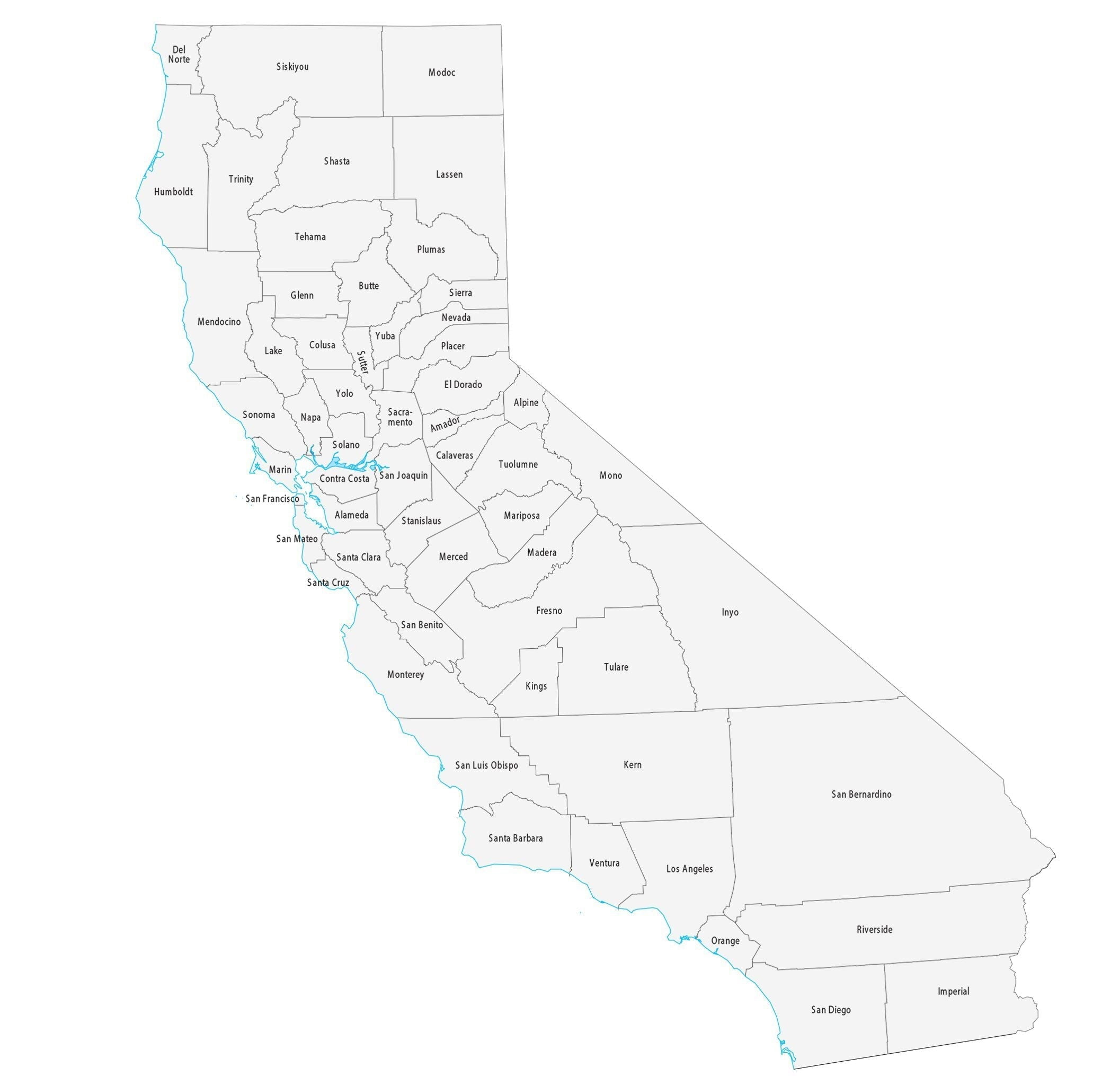 California County Map GLOSSY POSTER PICTURE PHOTO PRINT BANNER ...