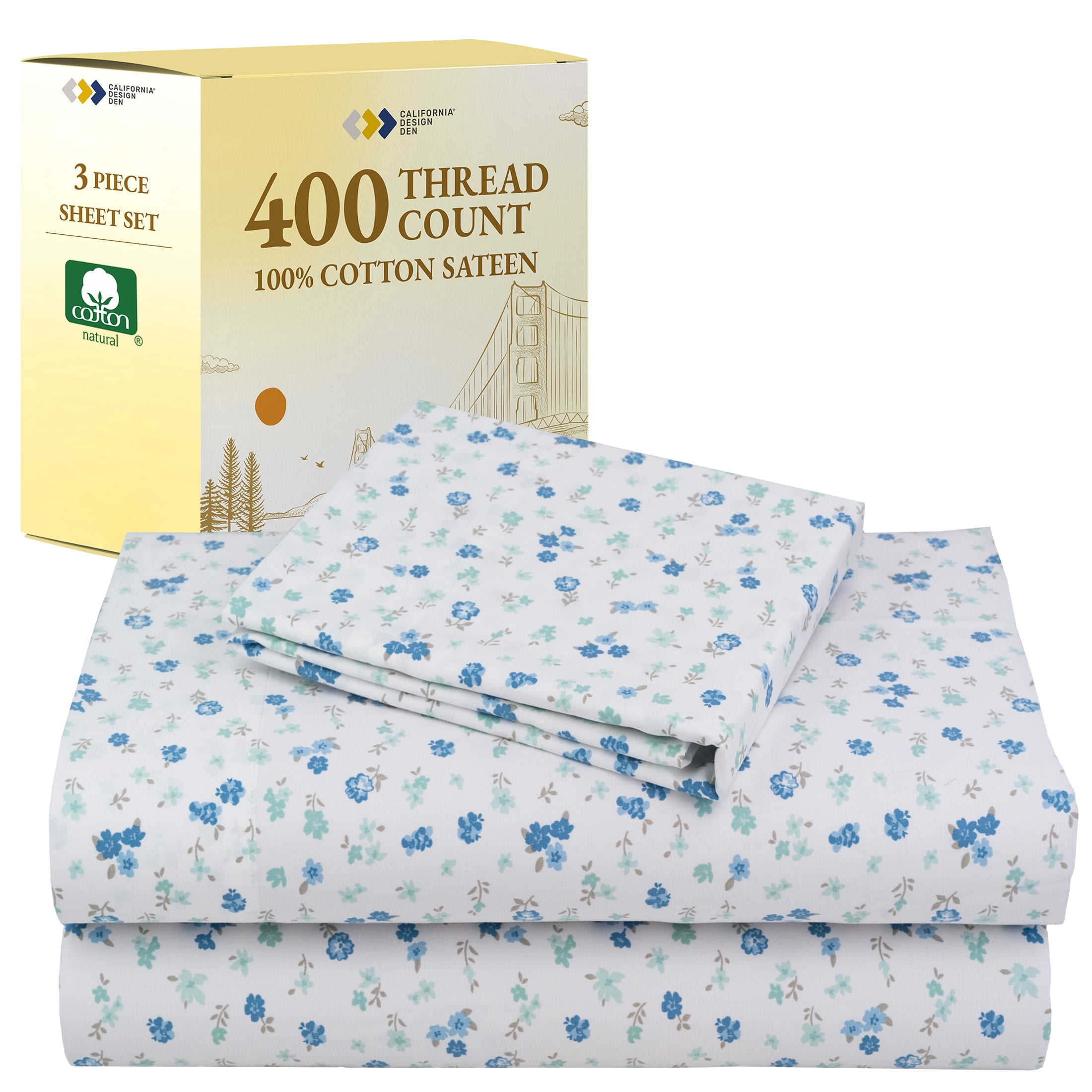 California Design Den Deep Pocket 100% Cotton Twin XL Sheets Set, 400 ...