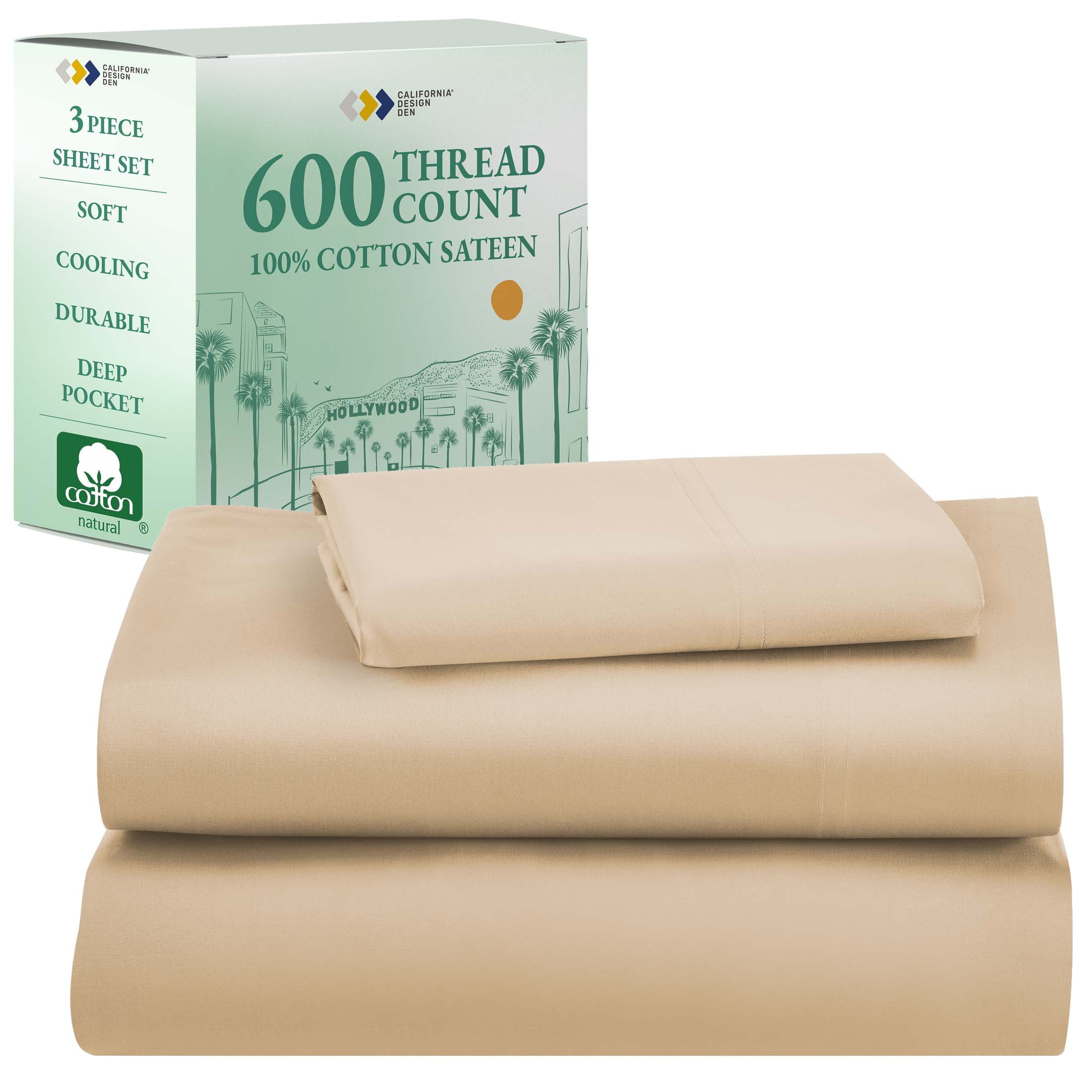 California Design Den 100% Cotton XL Twin Sheets Set - Luxury 600 ...