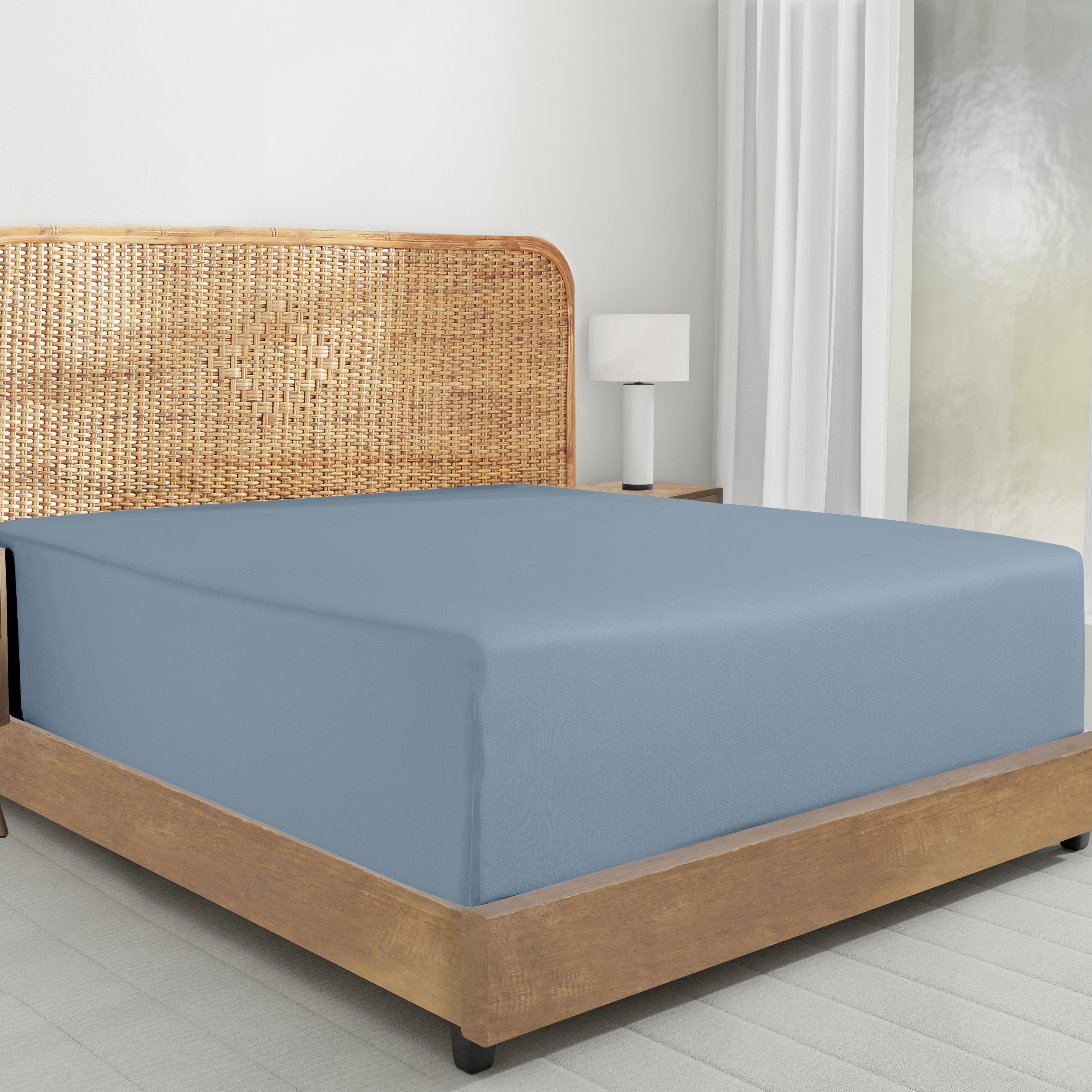 California Design Den 100% Organic Cotton Percale Full Fitted Sheet ...