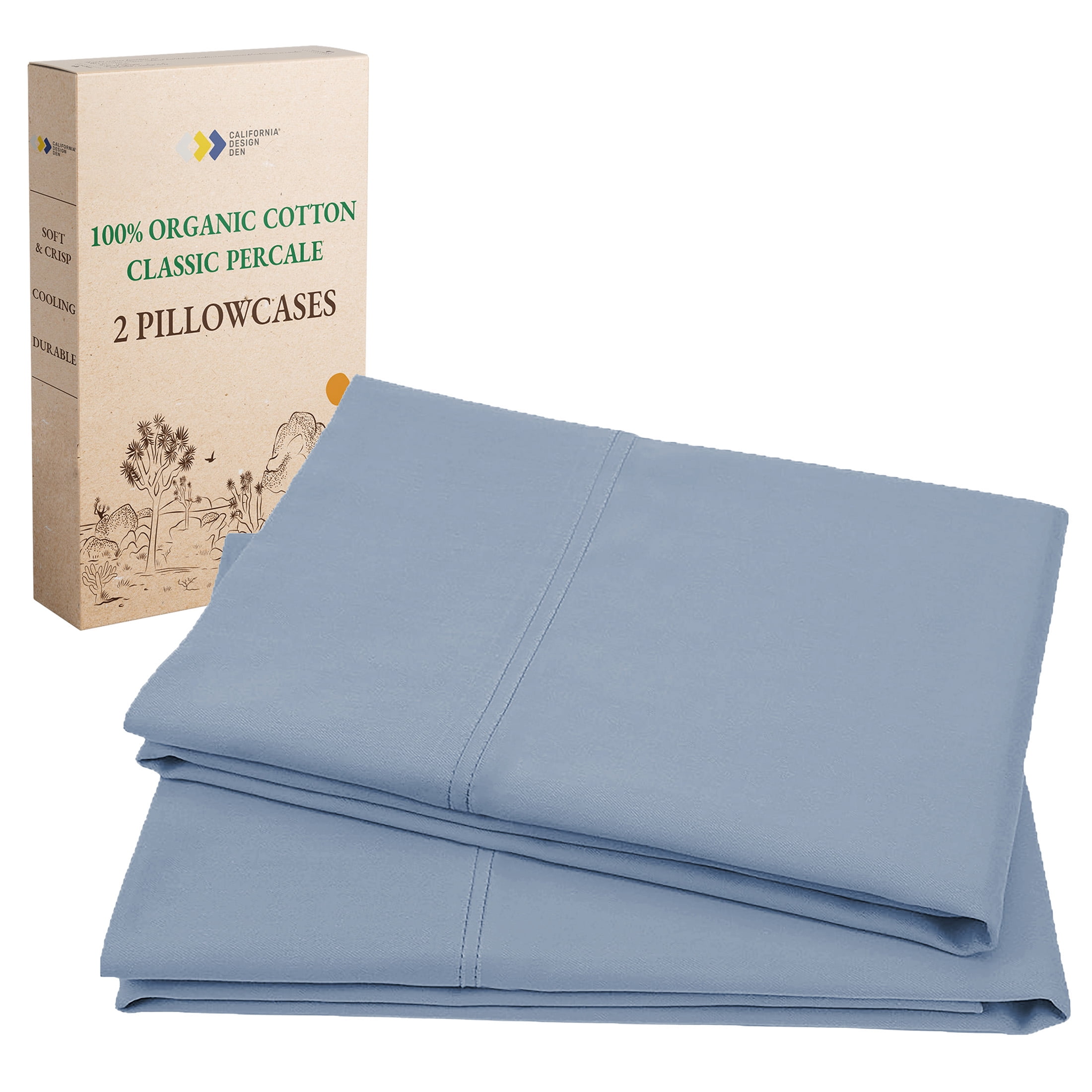 California Design Den 100% Organic Cotton Pillow Cases Set of 2, Pillow ...